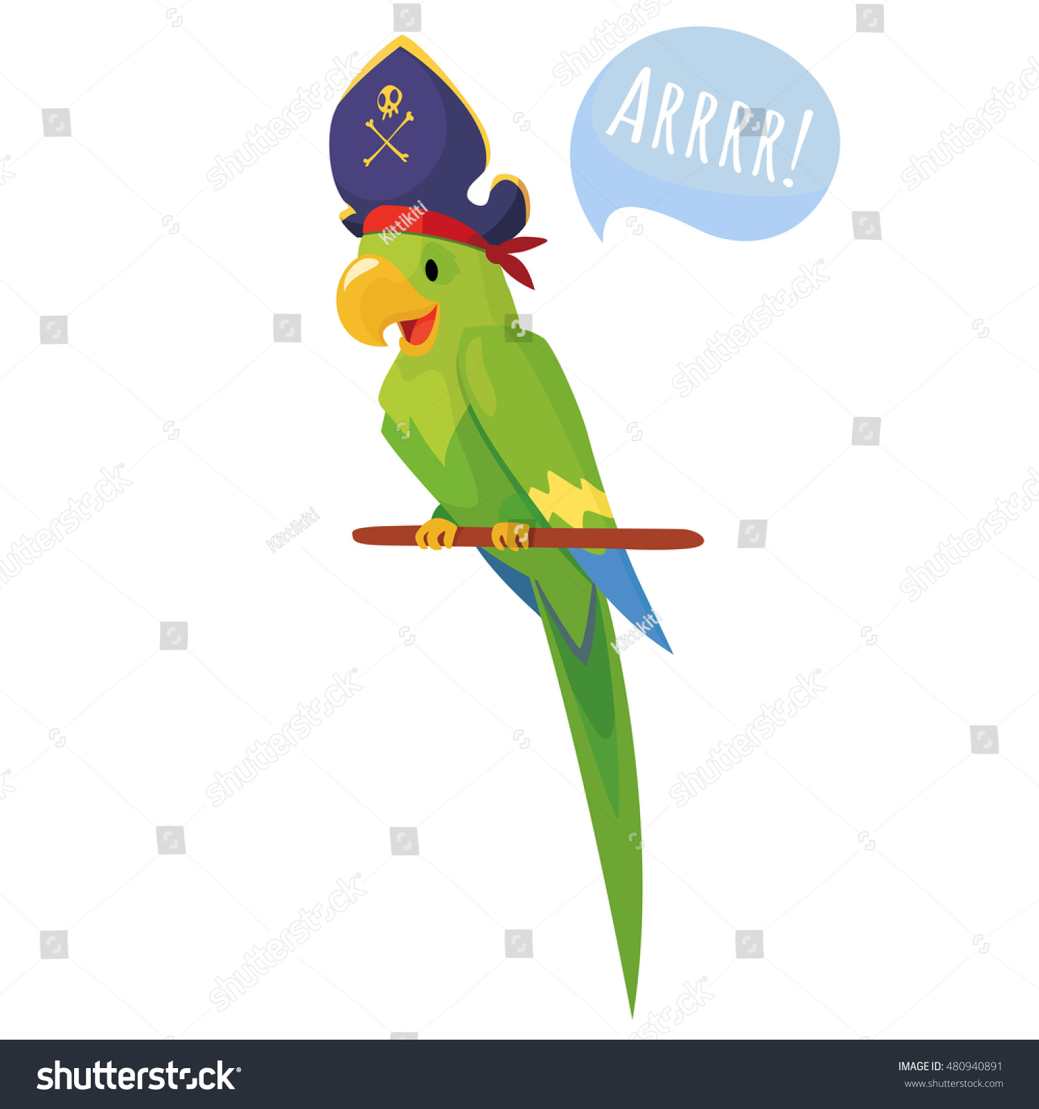 Pirate Parrot Vector Illustration Stock Vector (Royalty Free) 480940891