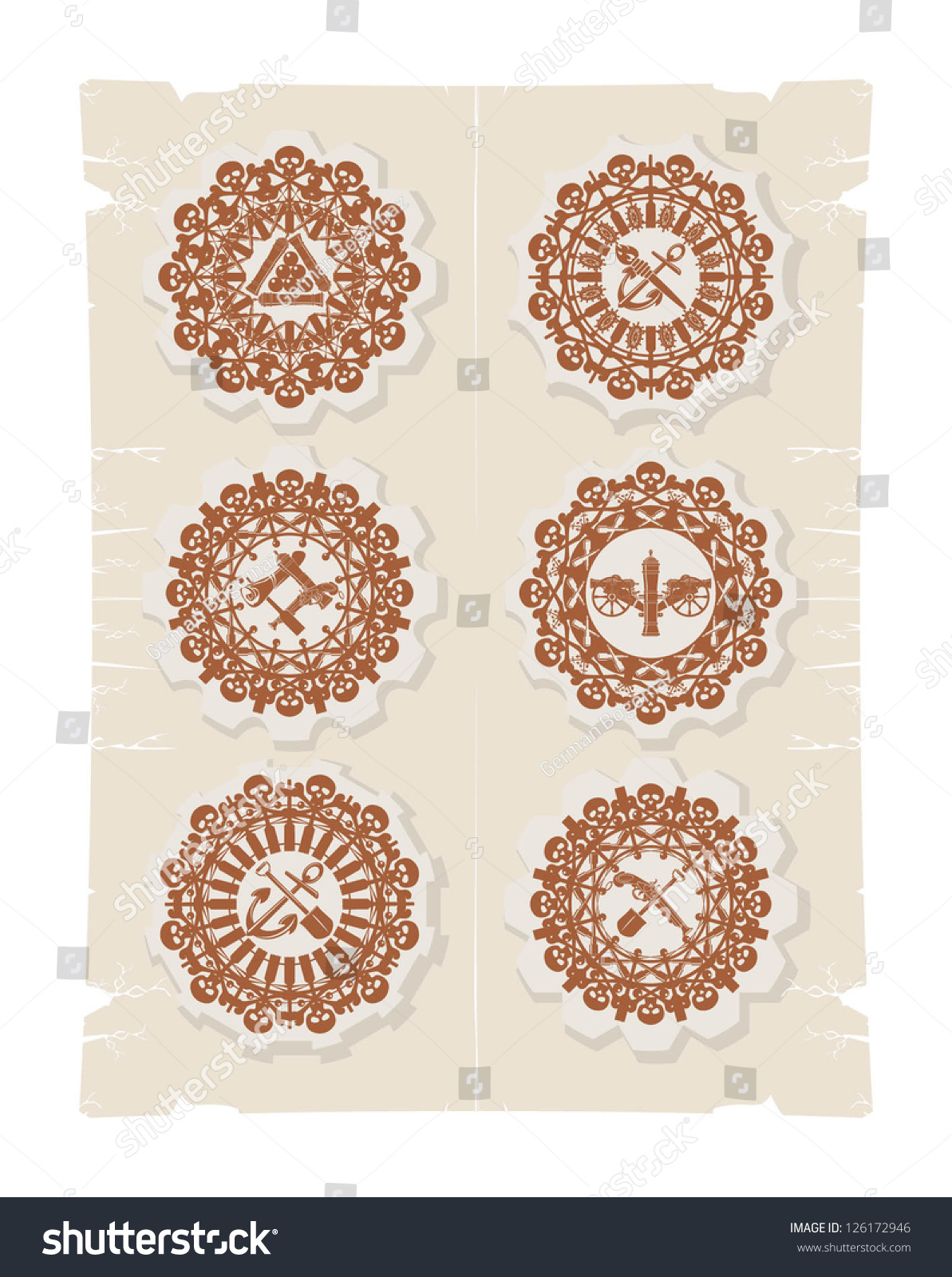Pirate Round Labels 5 Vector Stock Vector (Royalty Free) 126172946 ...