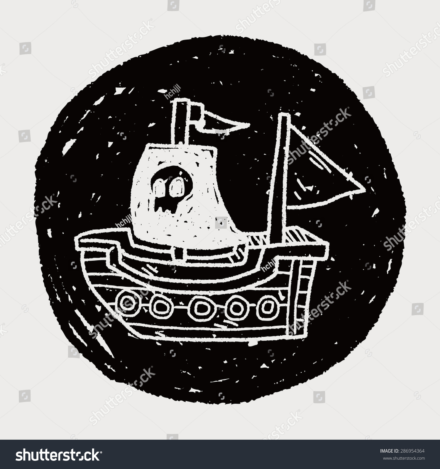 Pirate Ship Doodle Stock Vector (Royalty Free) 286954364 | Shutterstock