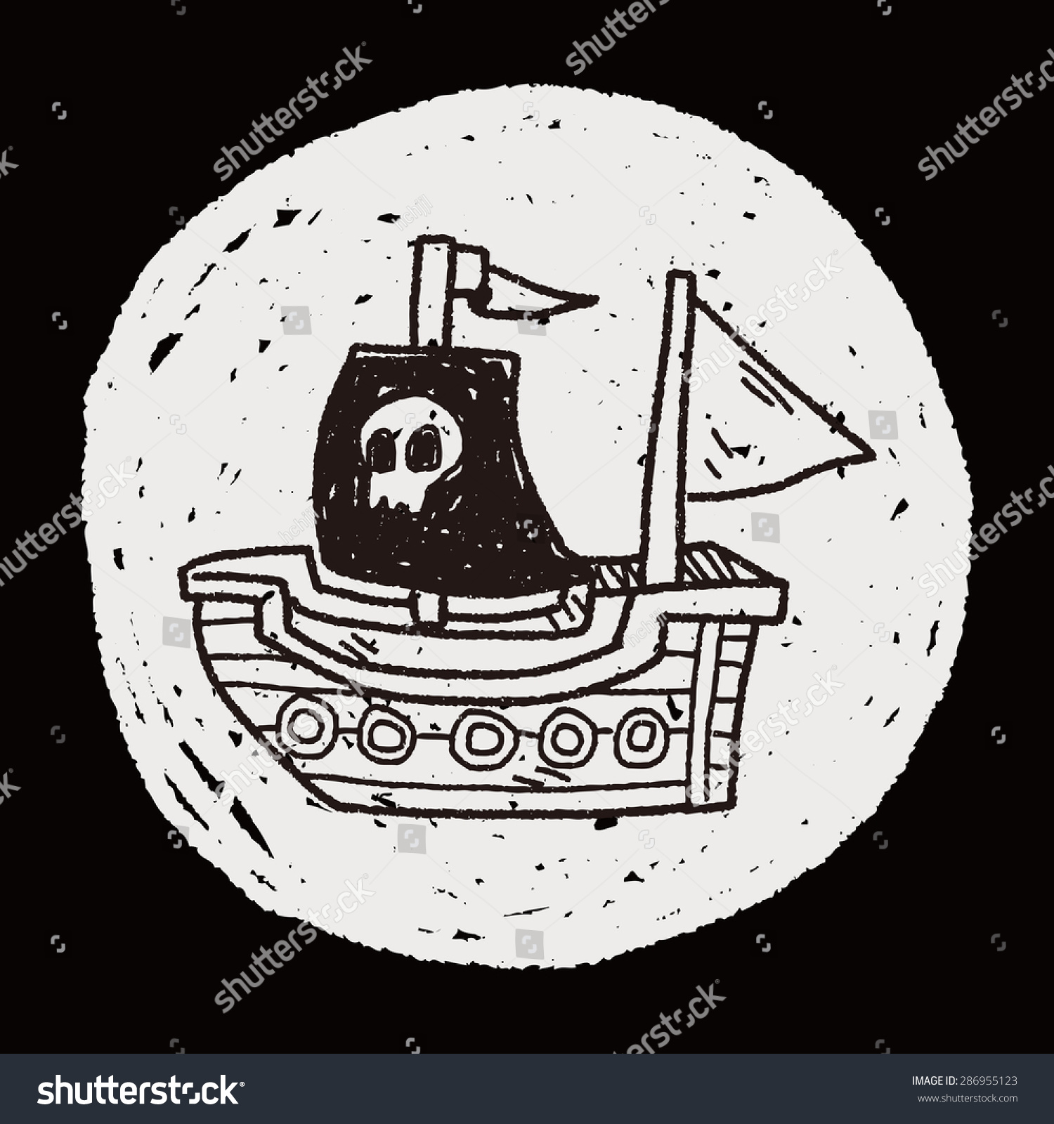 Pirate Ship Doodle Stock Vector (Royalty Free) 286955123 | Shutterstock