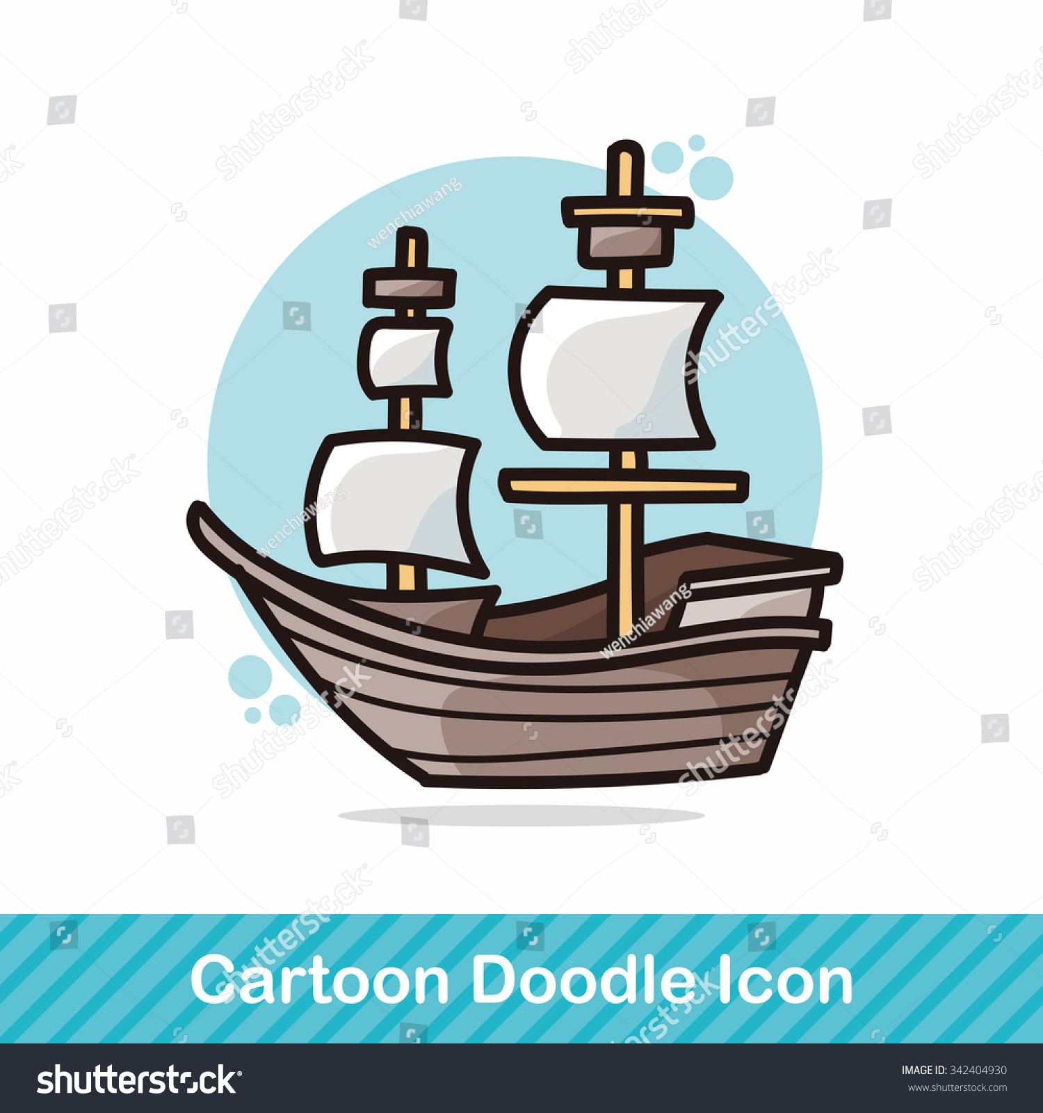 Pirate Ship Doodle Stock Vector 342404930 - Shutterstock