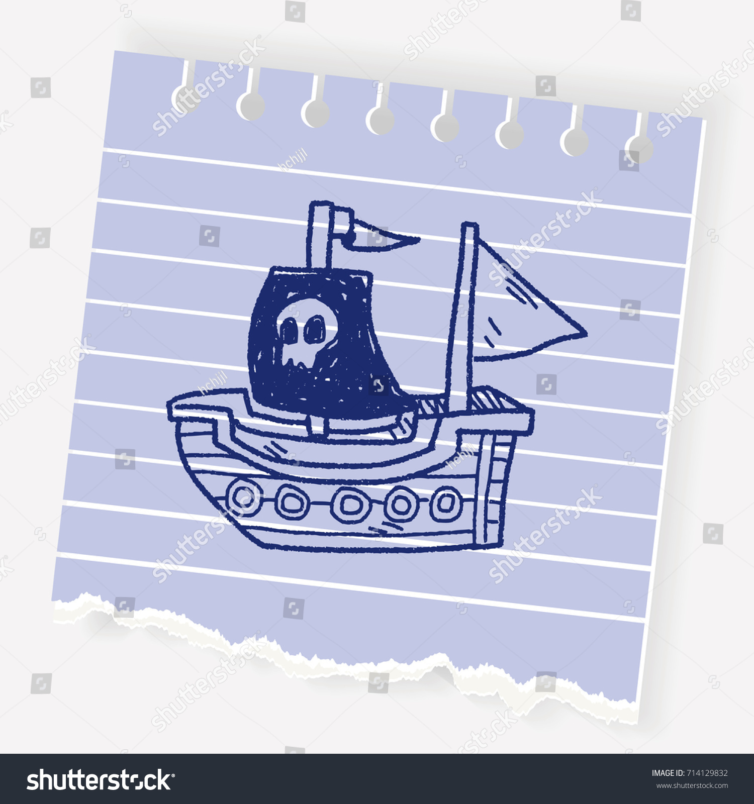 Pirate Ship Doodle Stock Vector (Royalty Free) 714129832
