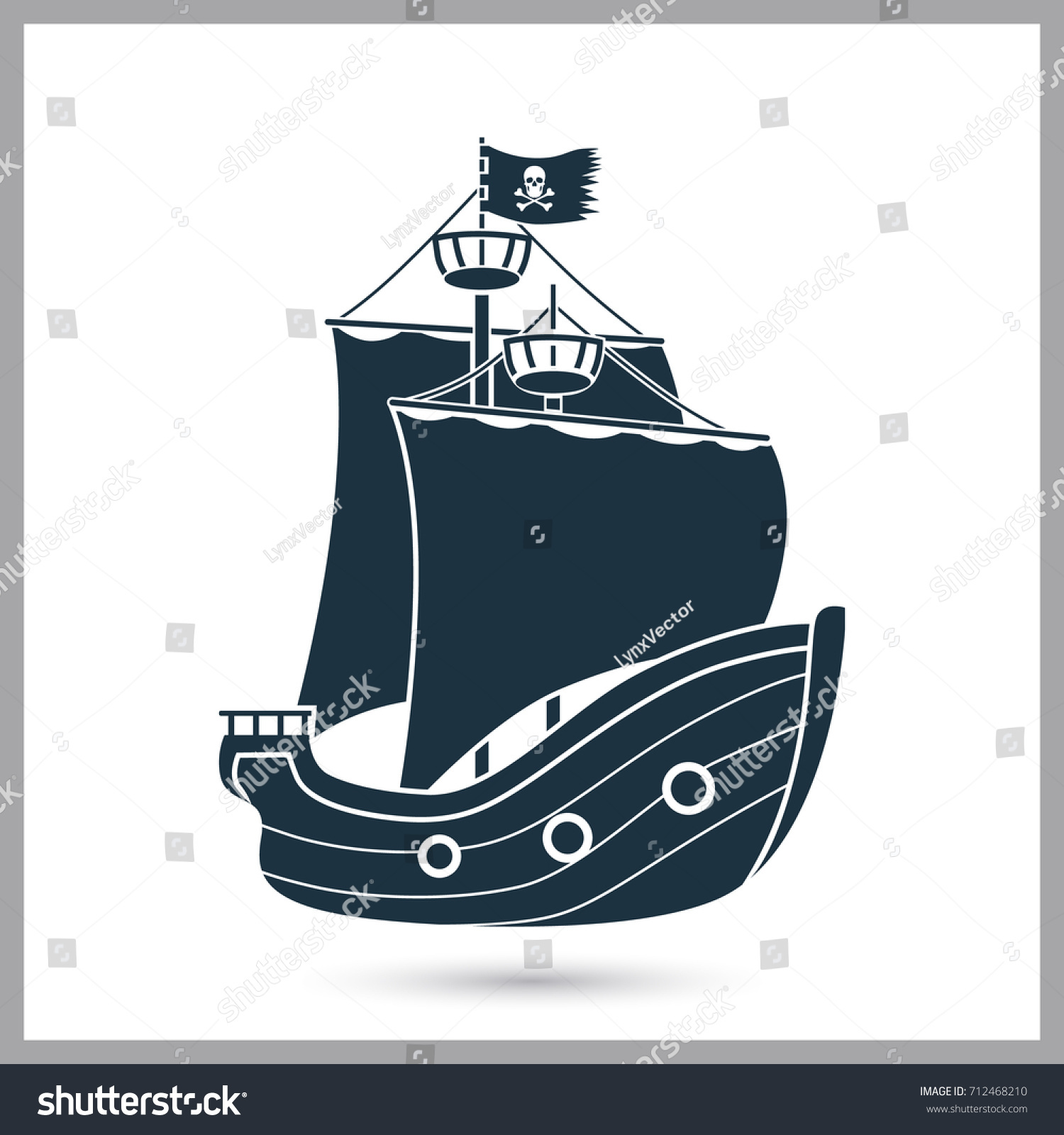 Pirate Ship Simple Icon Stock Vector (Royalty Free) 712468210 ...
