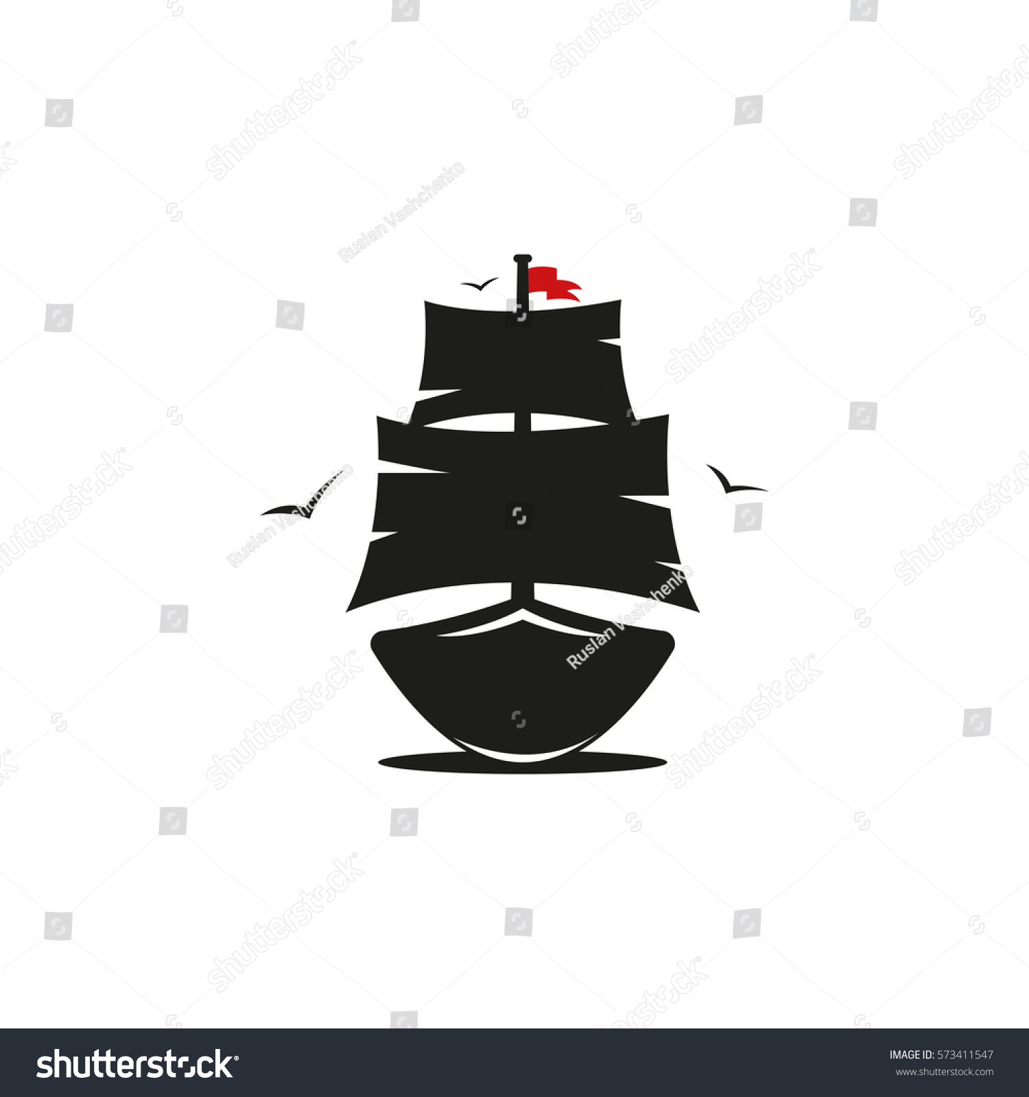 Pirate Ship Red Flag Stock Vector (Royalty Free) 573411547 | Shutterstock
