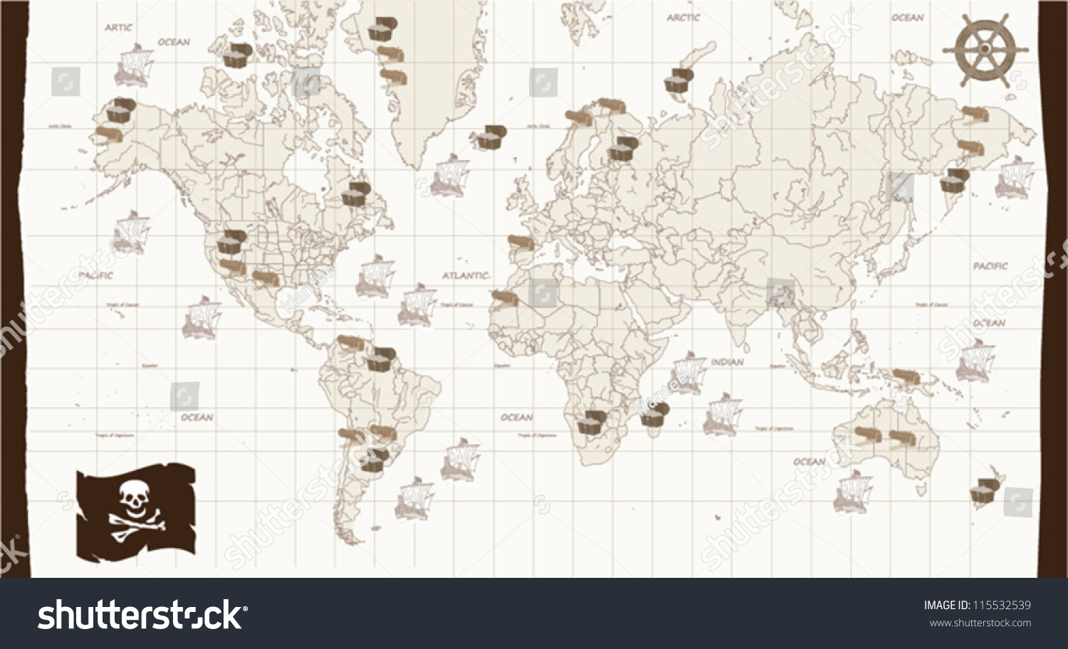 Piratemap Stock Vector (Royalty Free) 115532539