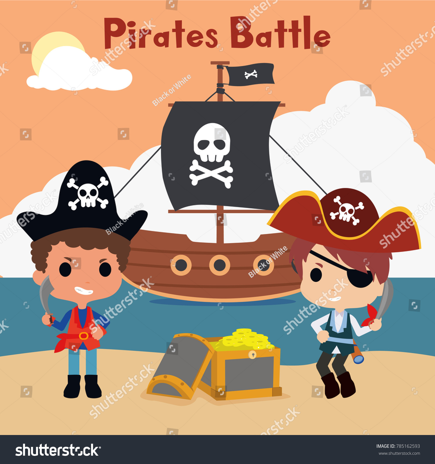 Pirates Cartoon Illustration Vector Stock Vector (Royalty Free) 785162593