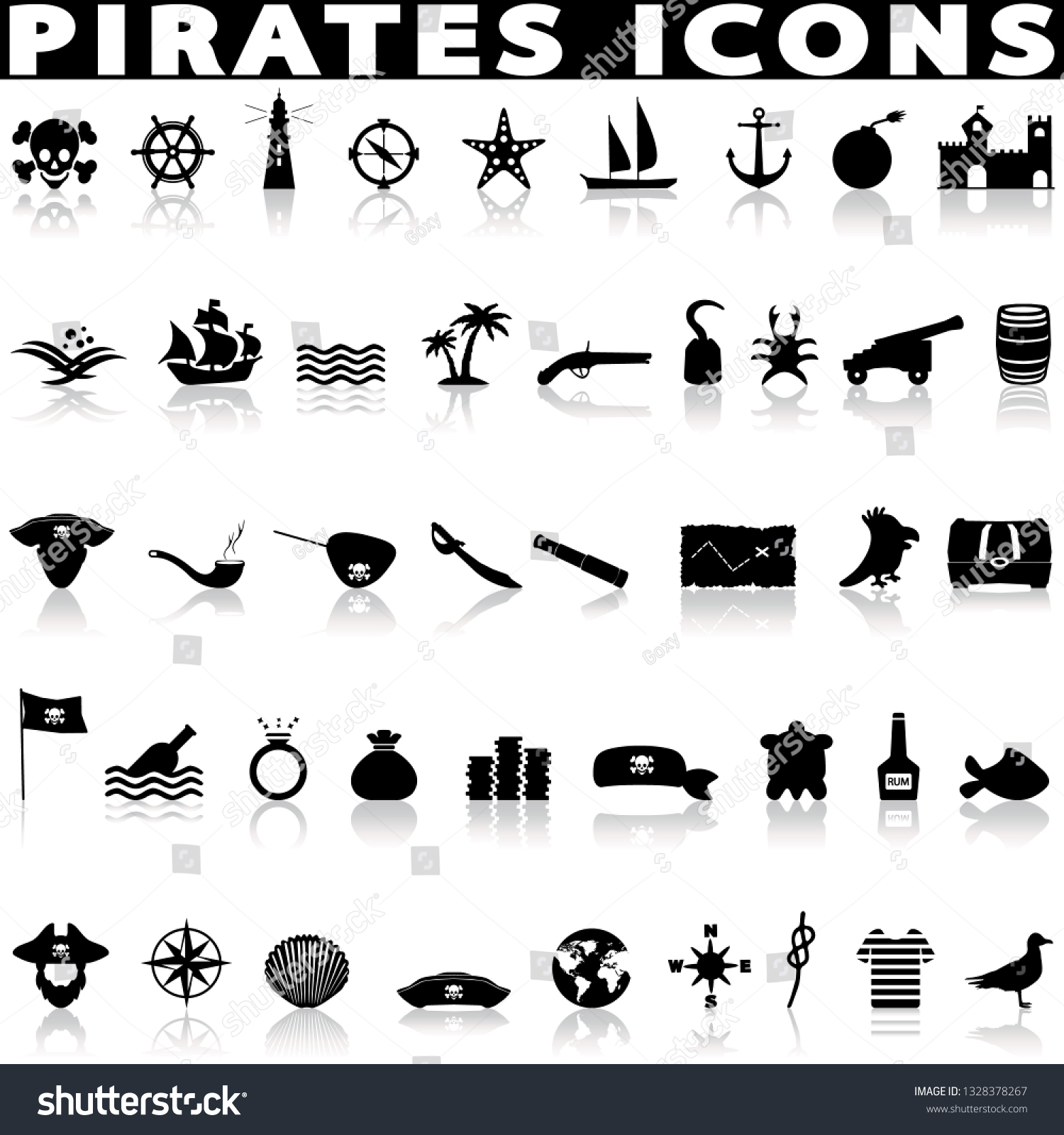 Pirates Icons Set Stock Vector (Royalty Free) 1328378267 | Shutterstock