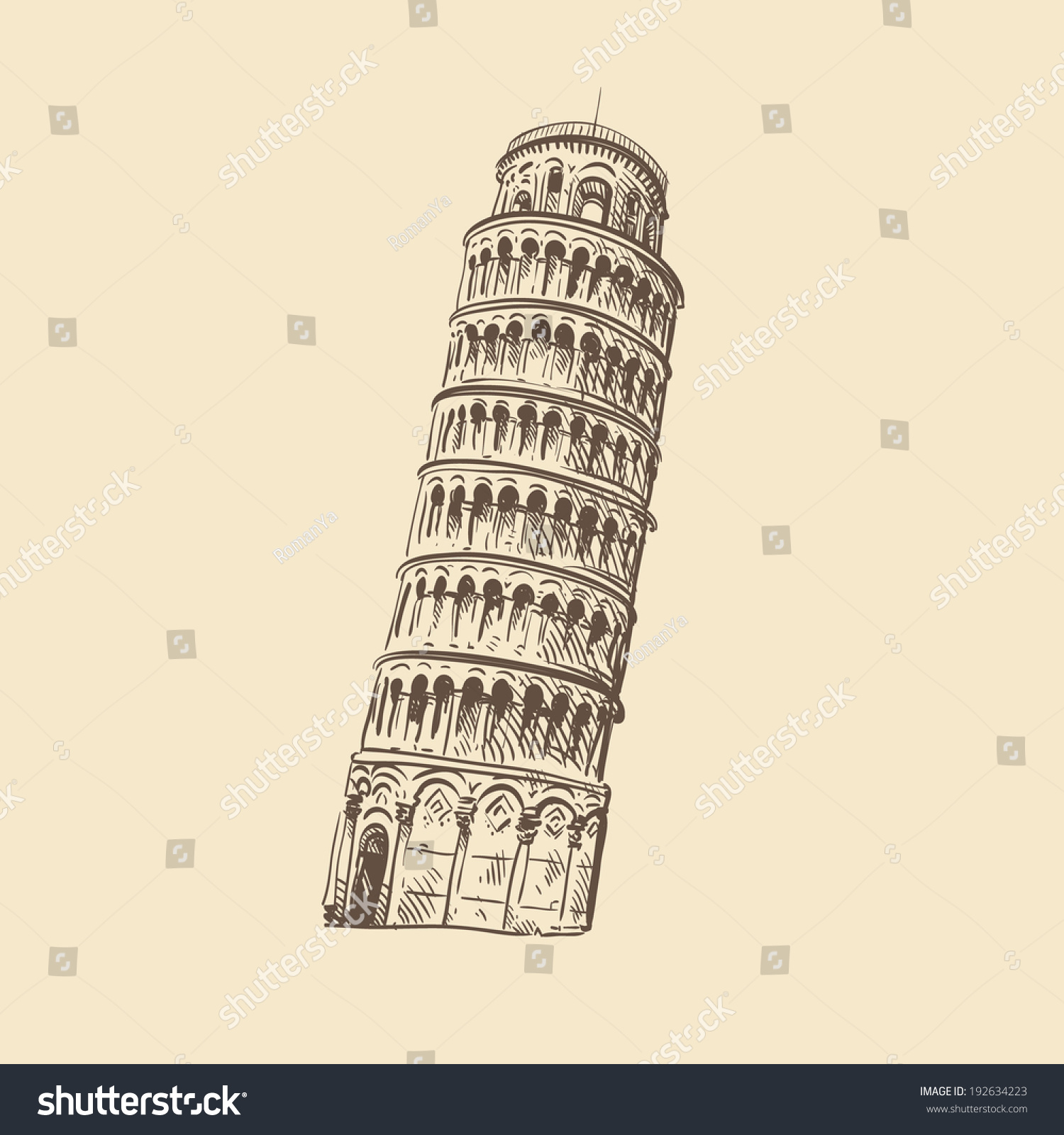 Pisa Hand Drawn Vector Illustration Stock Vector (Royalty Free ...