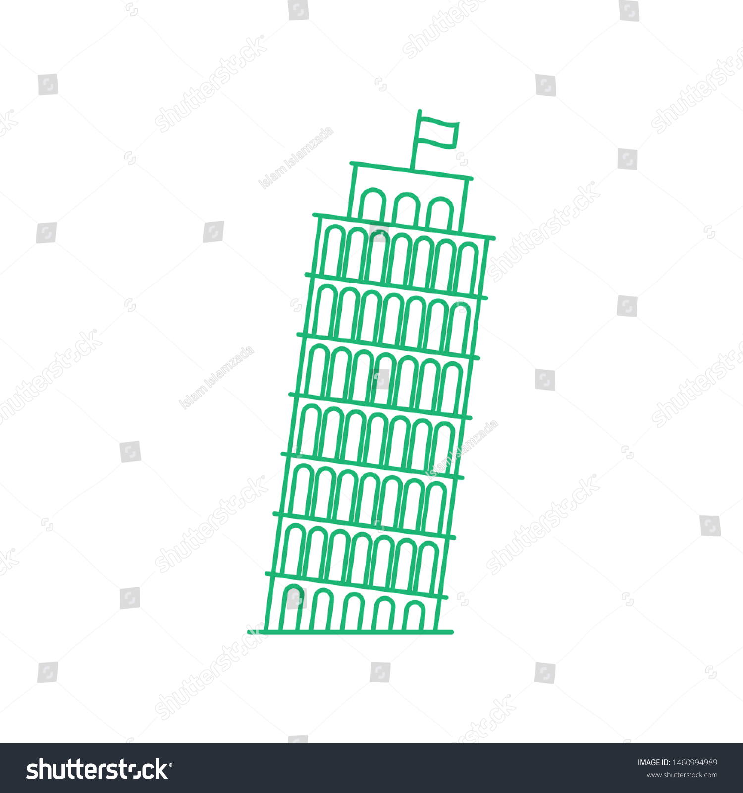 Pisa Tower Outline Vector Icon Stock Vector (Royalty Free) 1460994989
