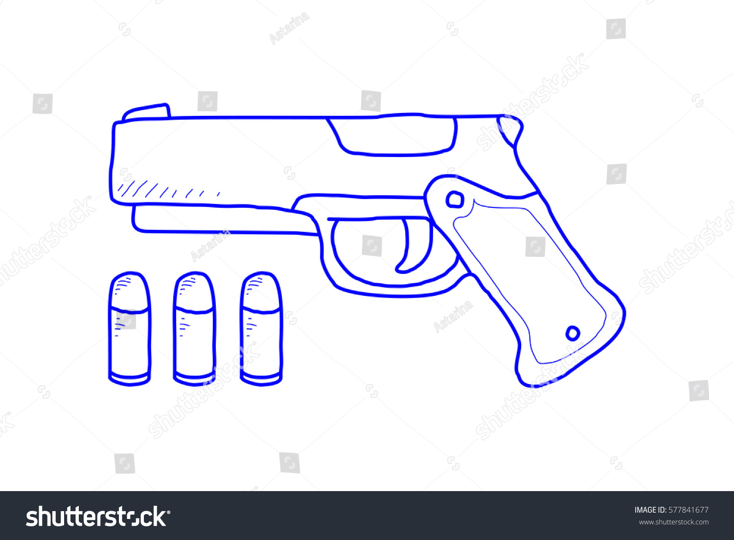 Pistol Bullet Doodle Stock Vector (Royalty Free) 577841677 | Shutterstock