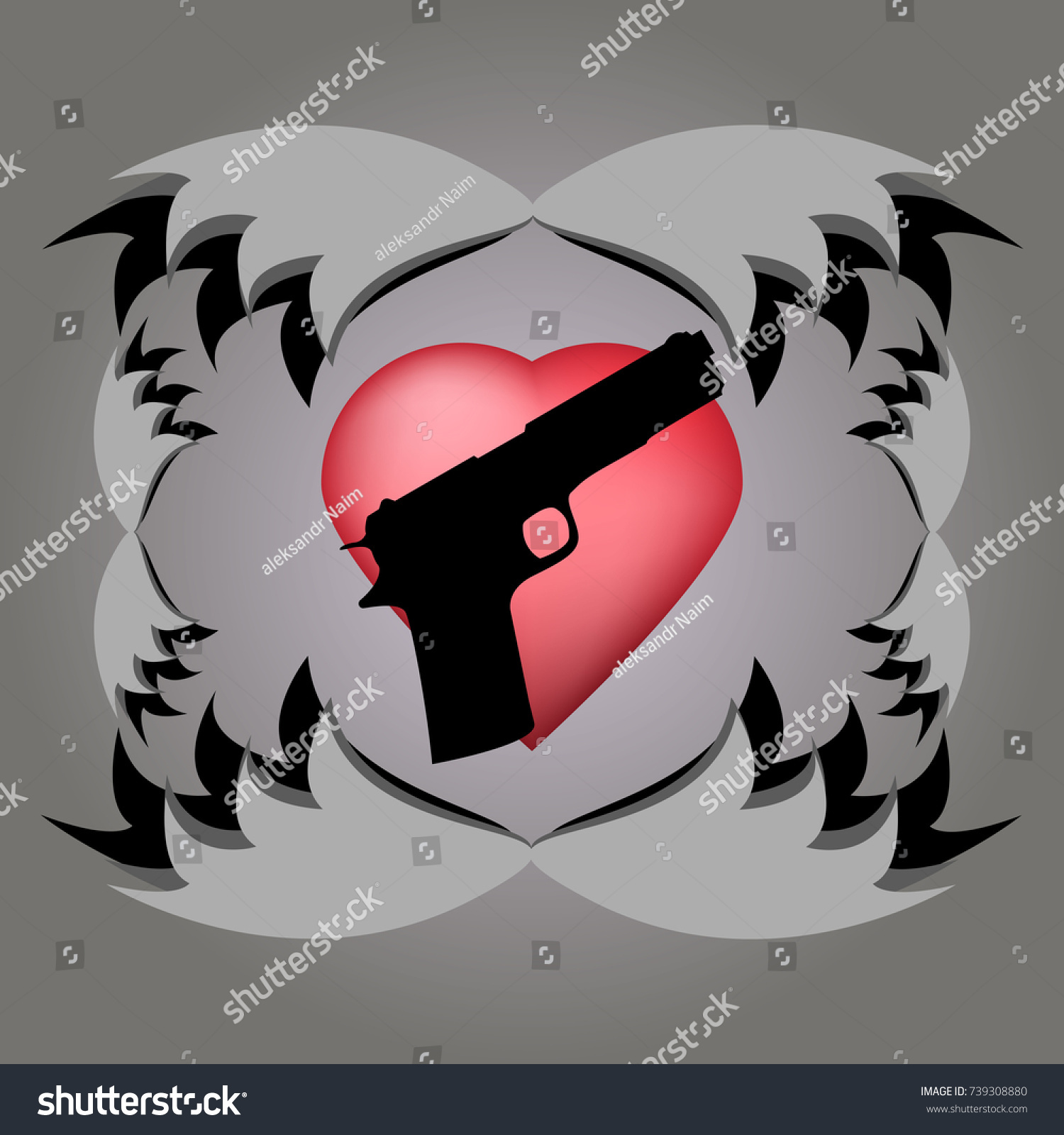 Pistol Heart Vector Stock Vector (Royalty Free) 739308880 | Shutterstock