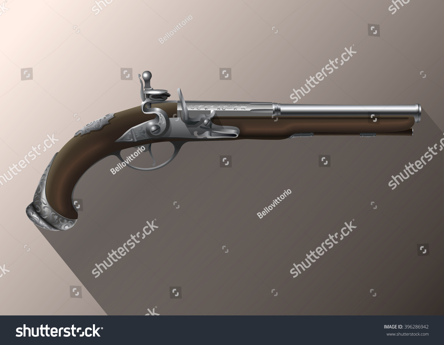 Pistol Flintlock Stock Vector (Royalty Free) 396286942