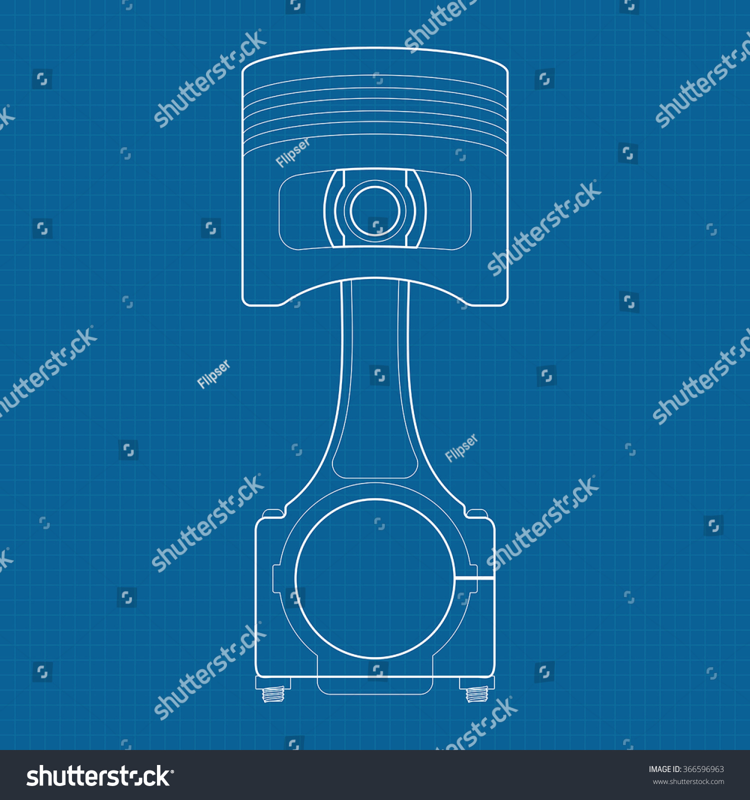 Piston Vector Illustration On Blueprint Background Stock Vector ...