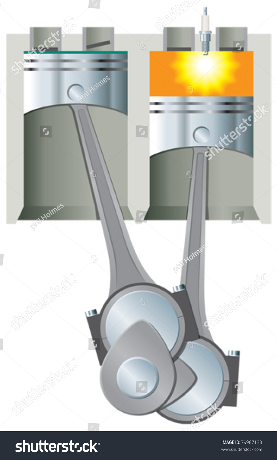Pistons Cylinders Section Ignition Stock Vector (Royalty Free) 79987138 ...