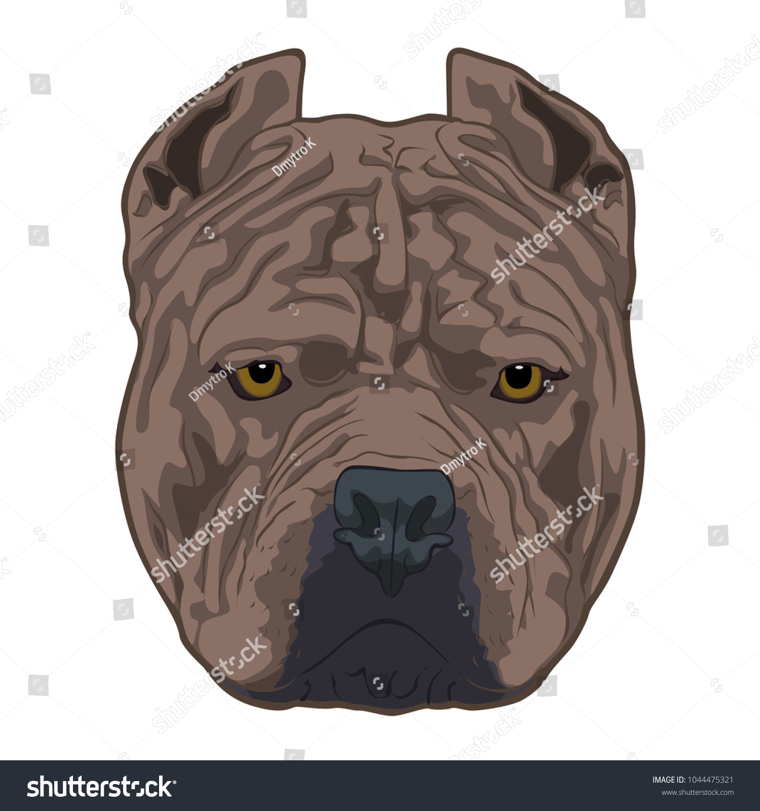 Pitbull Dog Face Vector Stock Vector (Royalty Free) 1044475321
