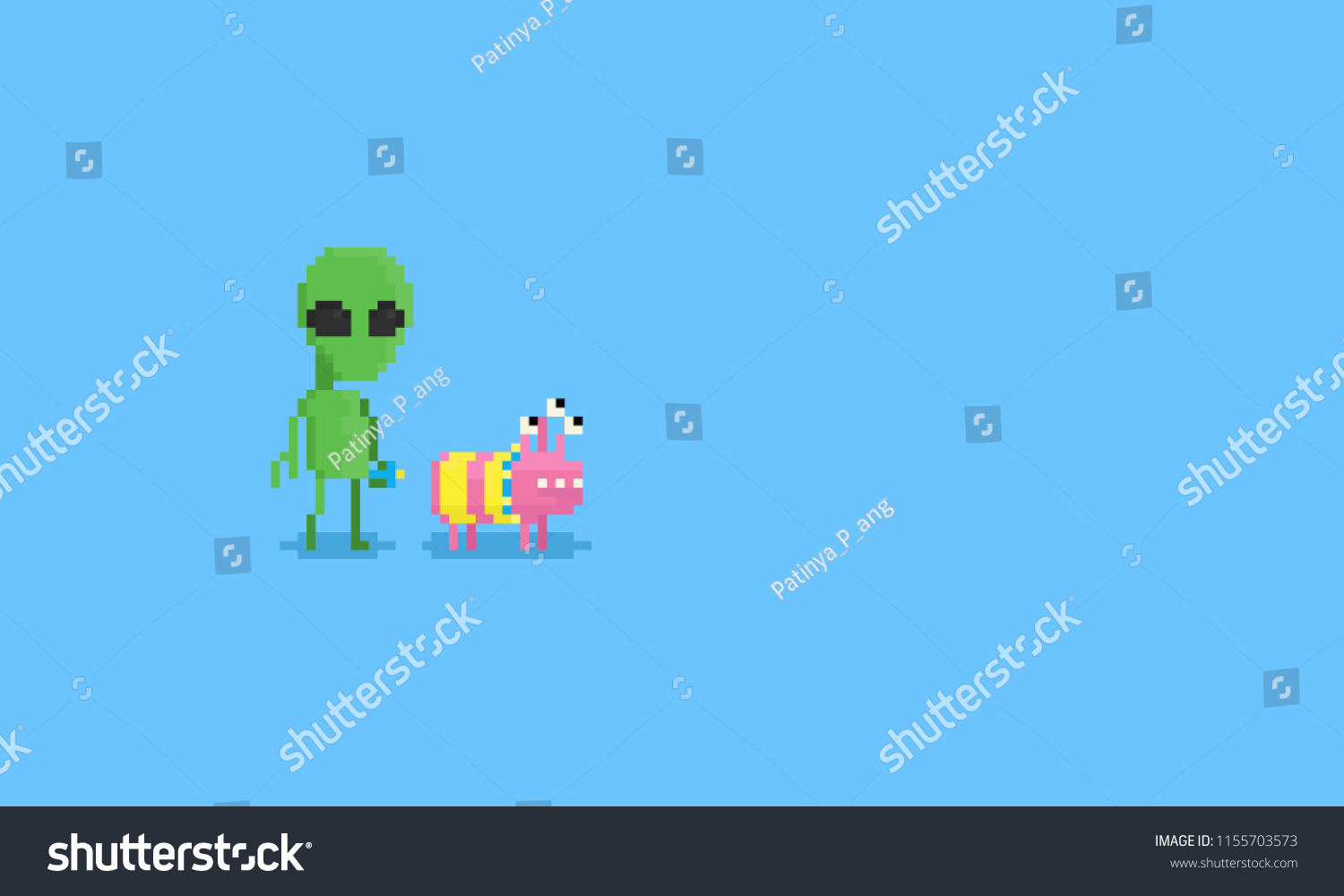 Pixel Alien Space Dogpet8bit: vector de stock (libre de regalías ...
