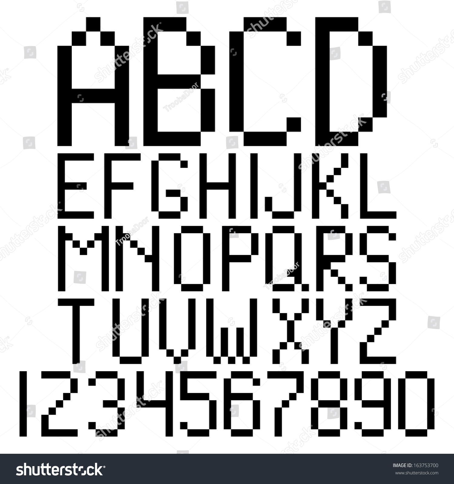 Pixel Alphabet Numbers Vector Stock Vector (Royalty Free) 163753700 ...