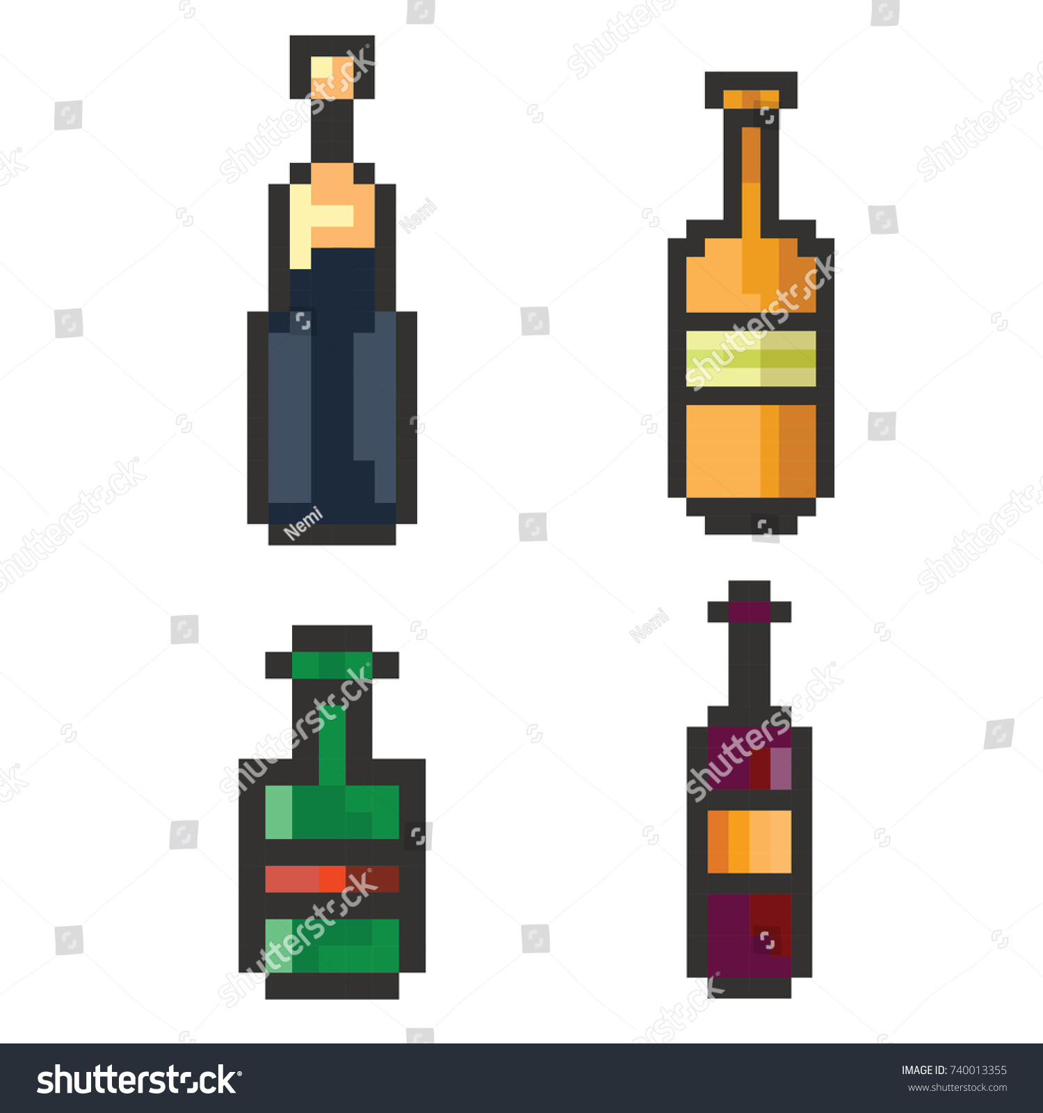 Pixel Art Alcohol Vector Illustration Stock Vector (Royalty Free ...