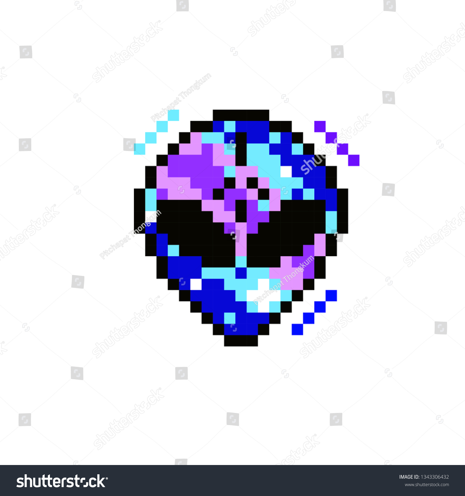 Pixel Art Alien: vector de stock (libre de regalías) 1343306432 ...