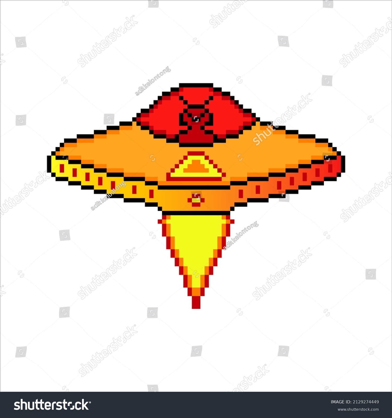 Pixel Art Alien Spaceship On White Stock Vector (Royalty Free ...