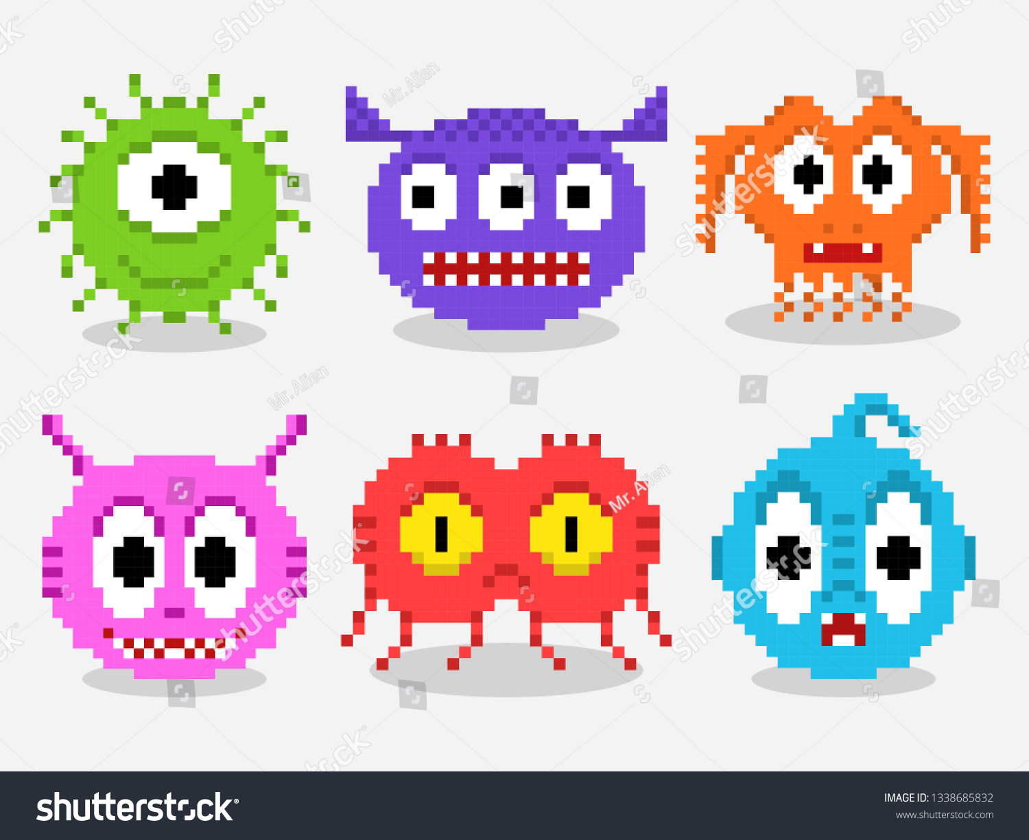 Pixel Art Aliens Isolated Vector Set 库存矢量图（免版税）1338685832 | Shutterstock