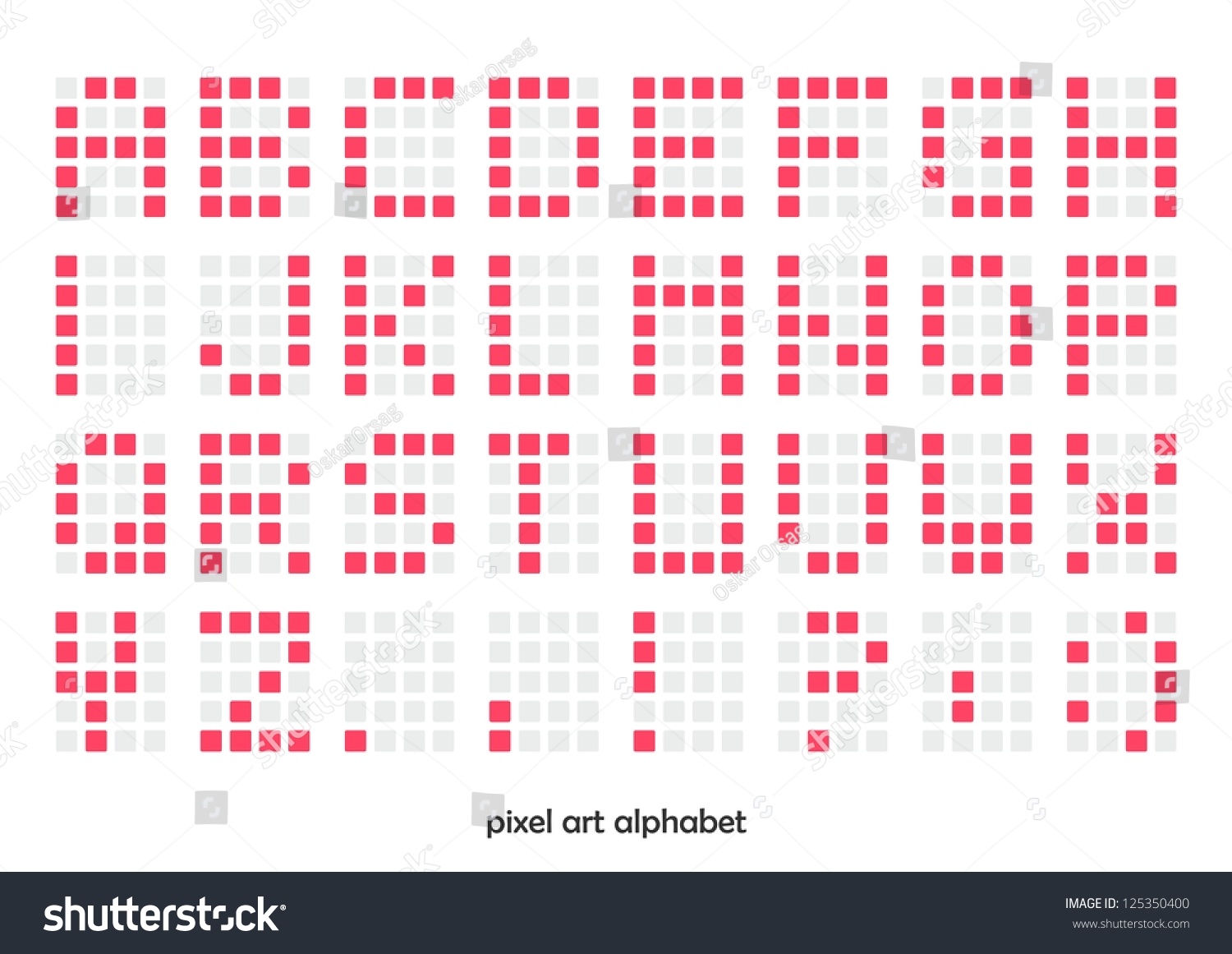 Pixel Art Alphabet Font Vector Stok Vektör (Telifsiz) 125350400 ...