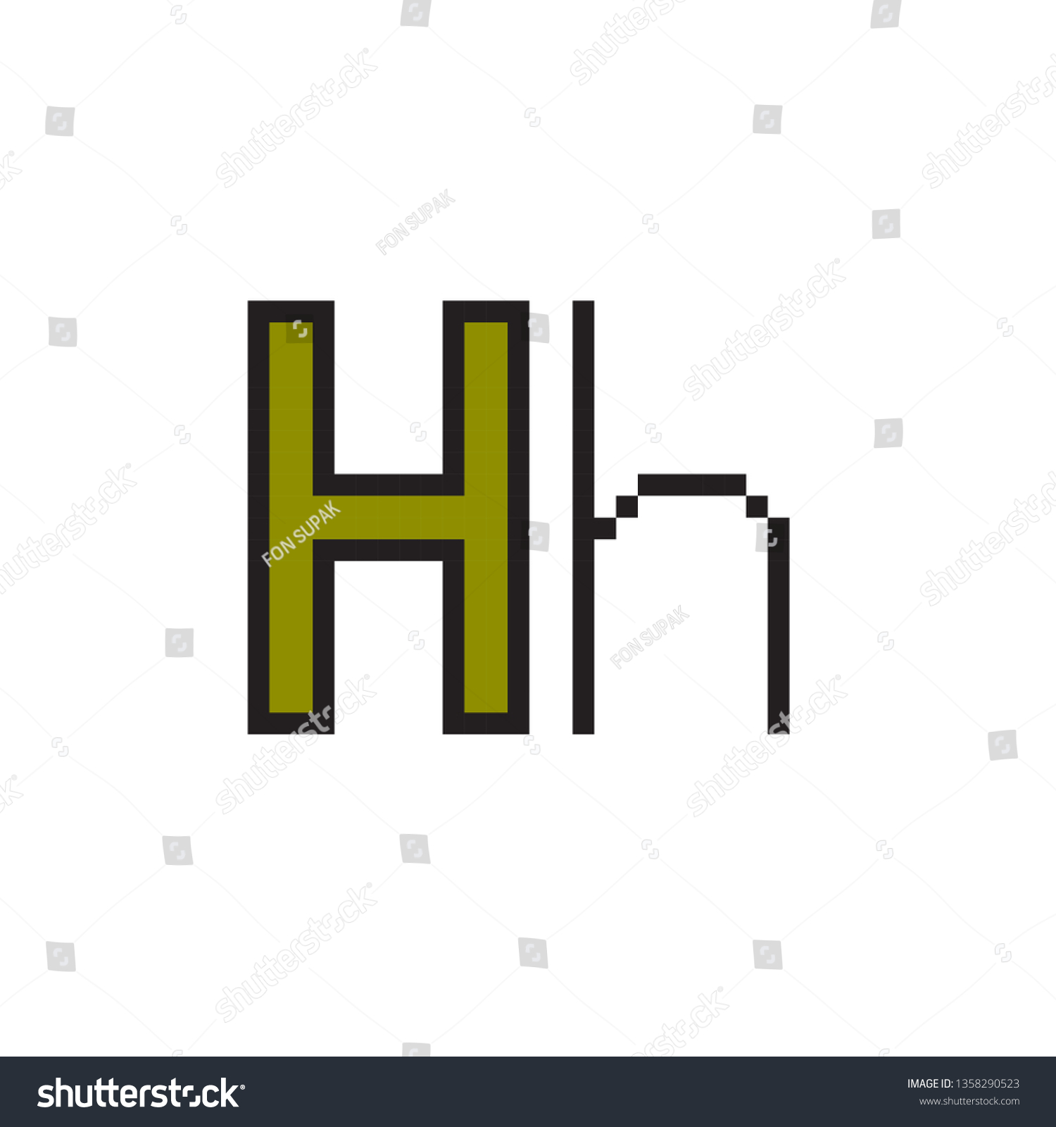 Pixel Art Alphabet H: เวกเตอร์สต็อก (ปลอดค่าลิขสิทธิ์) 1358290523 ...