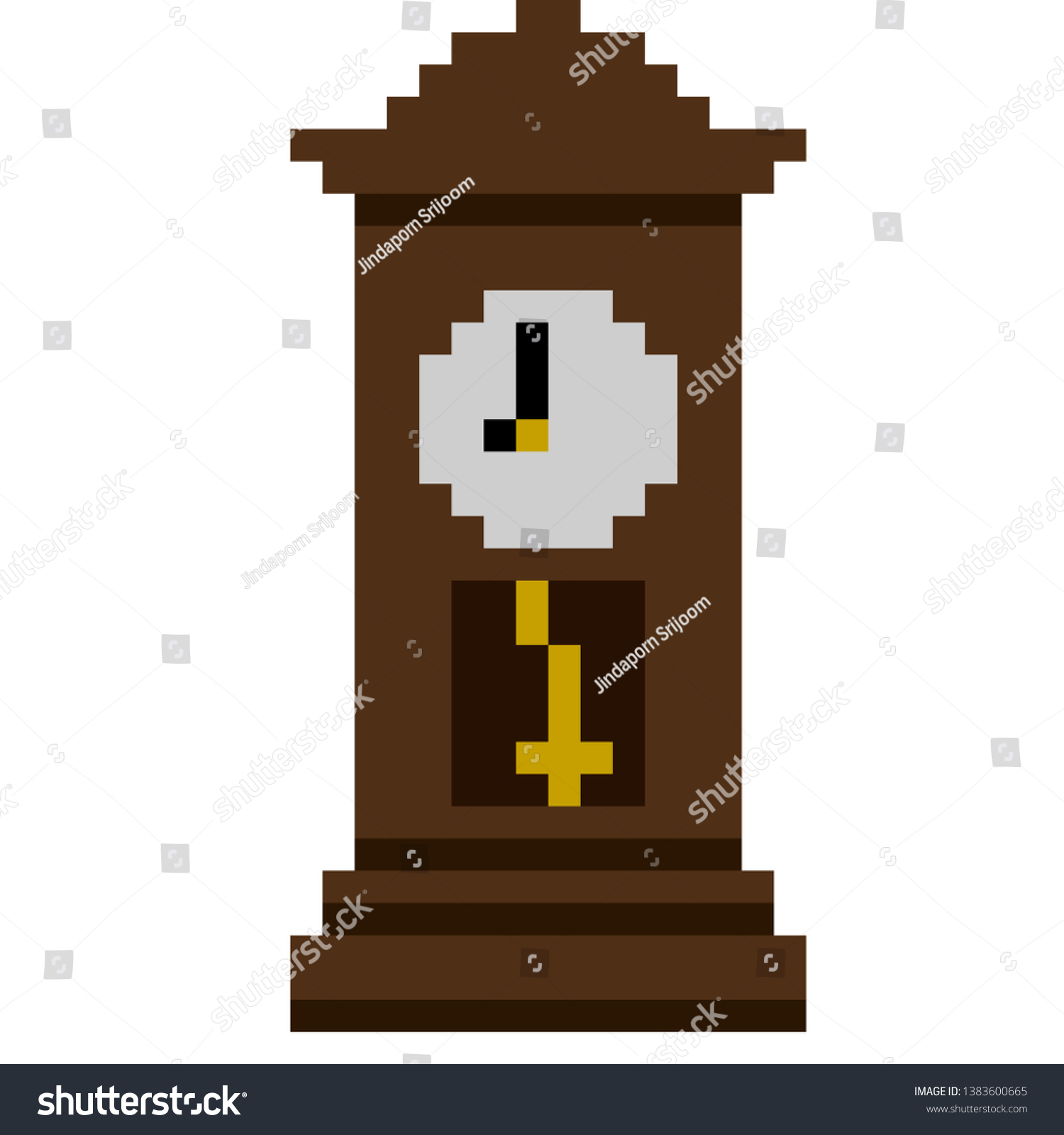 Pixel Art Antique Clock Brown Stock Vector (Royalty Free) 1383600665 ...