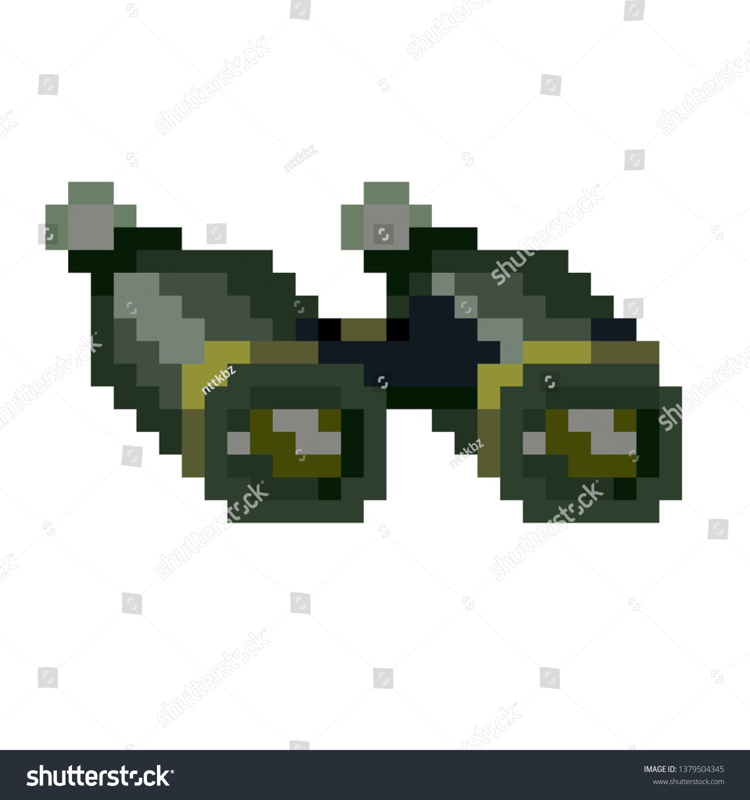 Pixel Art Binoculars Stock Vector (Royalty Free) 1379504345