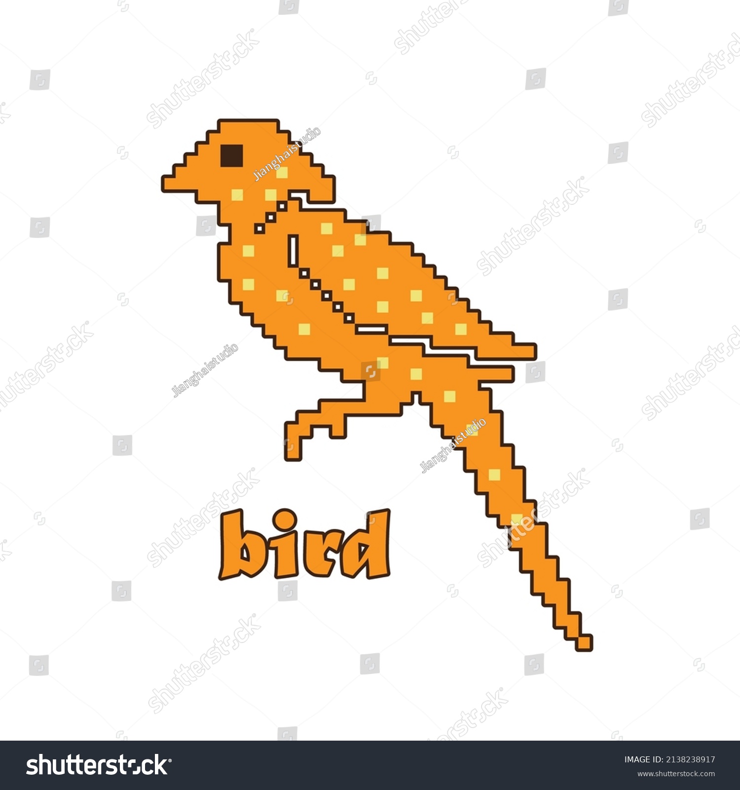 Pixel Art Bird On White Background Stock Vector (Royalty Free ...