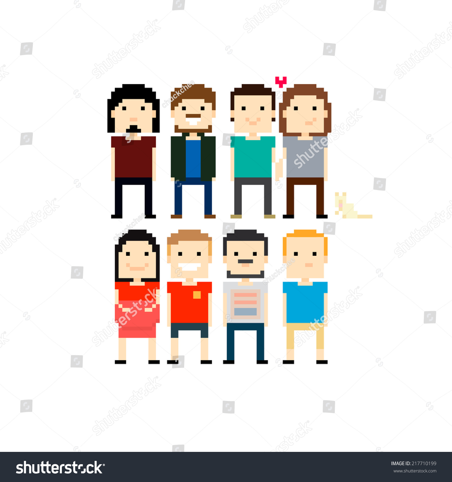 Pixel Art 8bit Characters Isolated On 스톡 벡터(로열티 프리) 217710199 ...