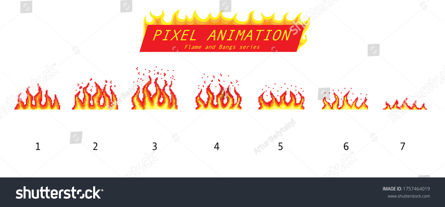 Pixel Art 8 Bit Fire Objects: เวกเตอร์สต็อก (ปลอดค่าลิขสิทธิ์) 1757464019
