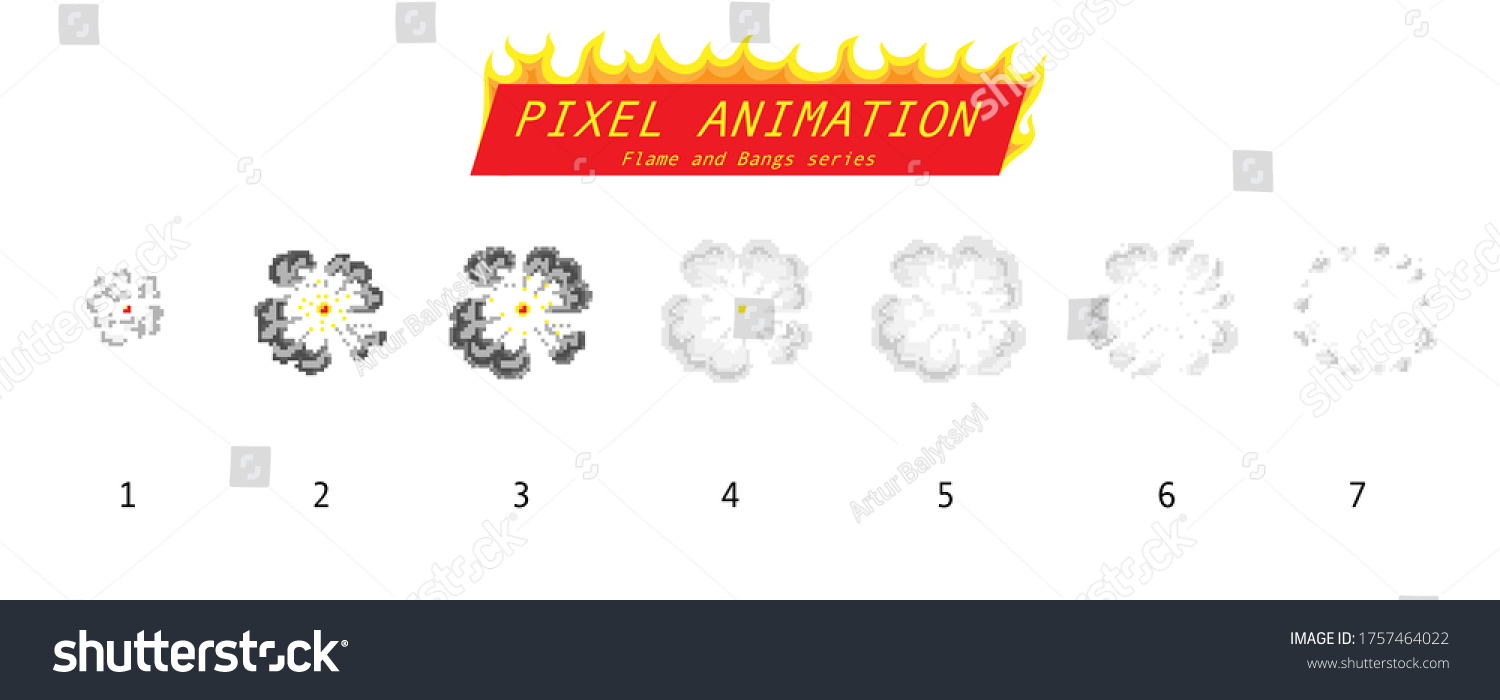 Pixel Art 8 Bit Fire Objects Stock Vector (Royalty Free) 1757464022