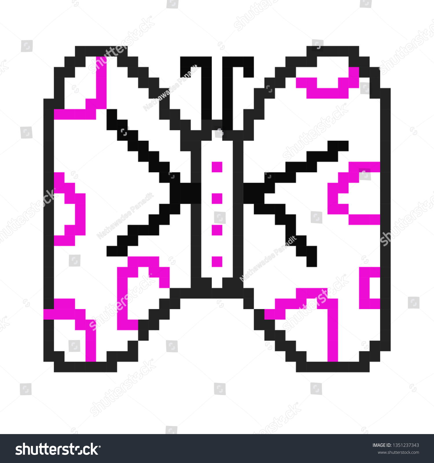 Vektor Stok Pixel Art Butterfly (Tanpa Royalti) 1351237343 | Shutterstock