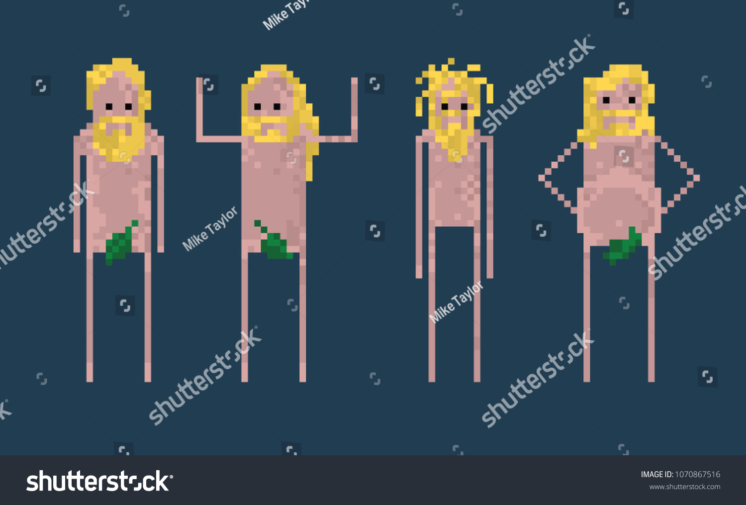 Pixel Art Cavemen Characters Stock Vector (Royalty Free) 1070867516 ...