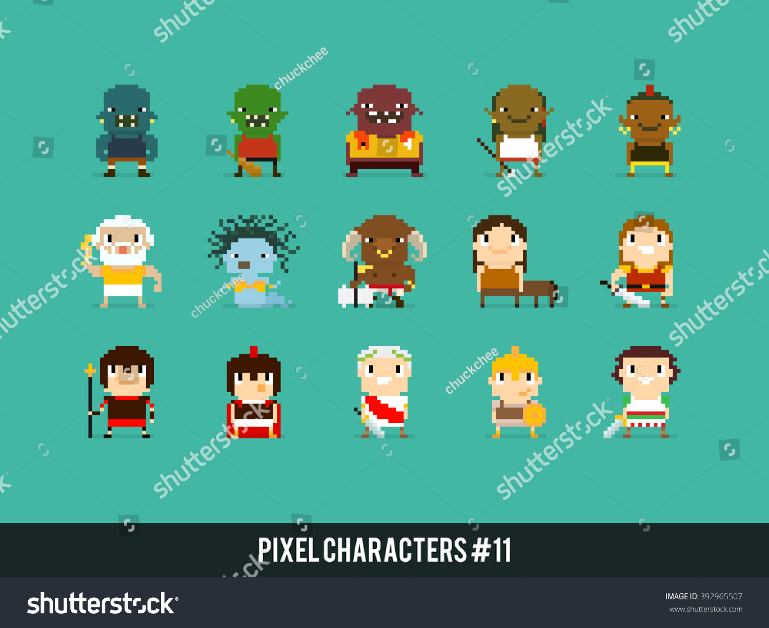 Pixel Art Characters Orcs Greek Mythology Stock Vector (Royalty Free ...
