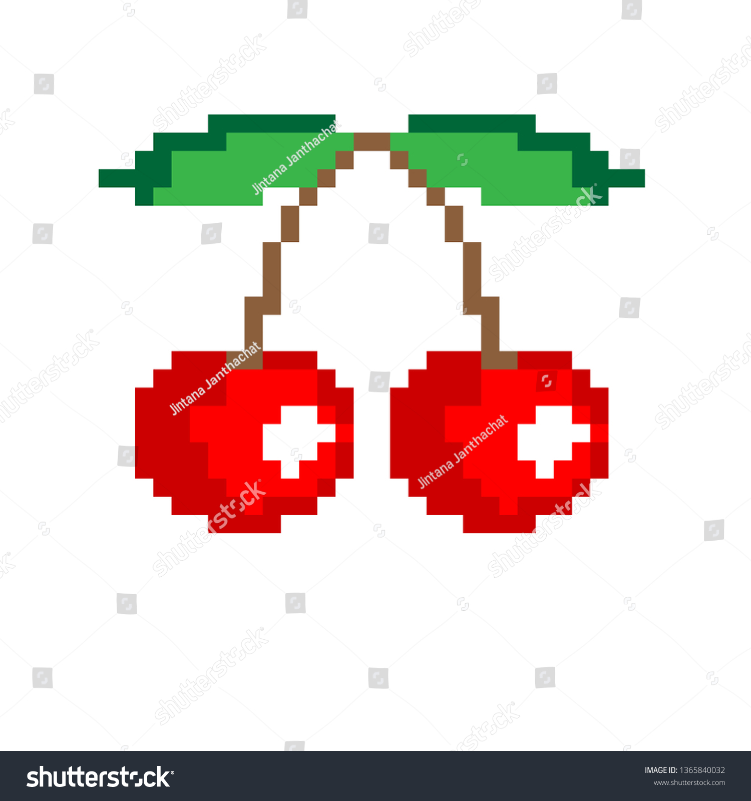 Pixel Art Cherry: vector de stock (libre de regalías) 1365840032 ...