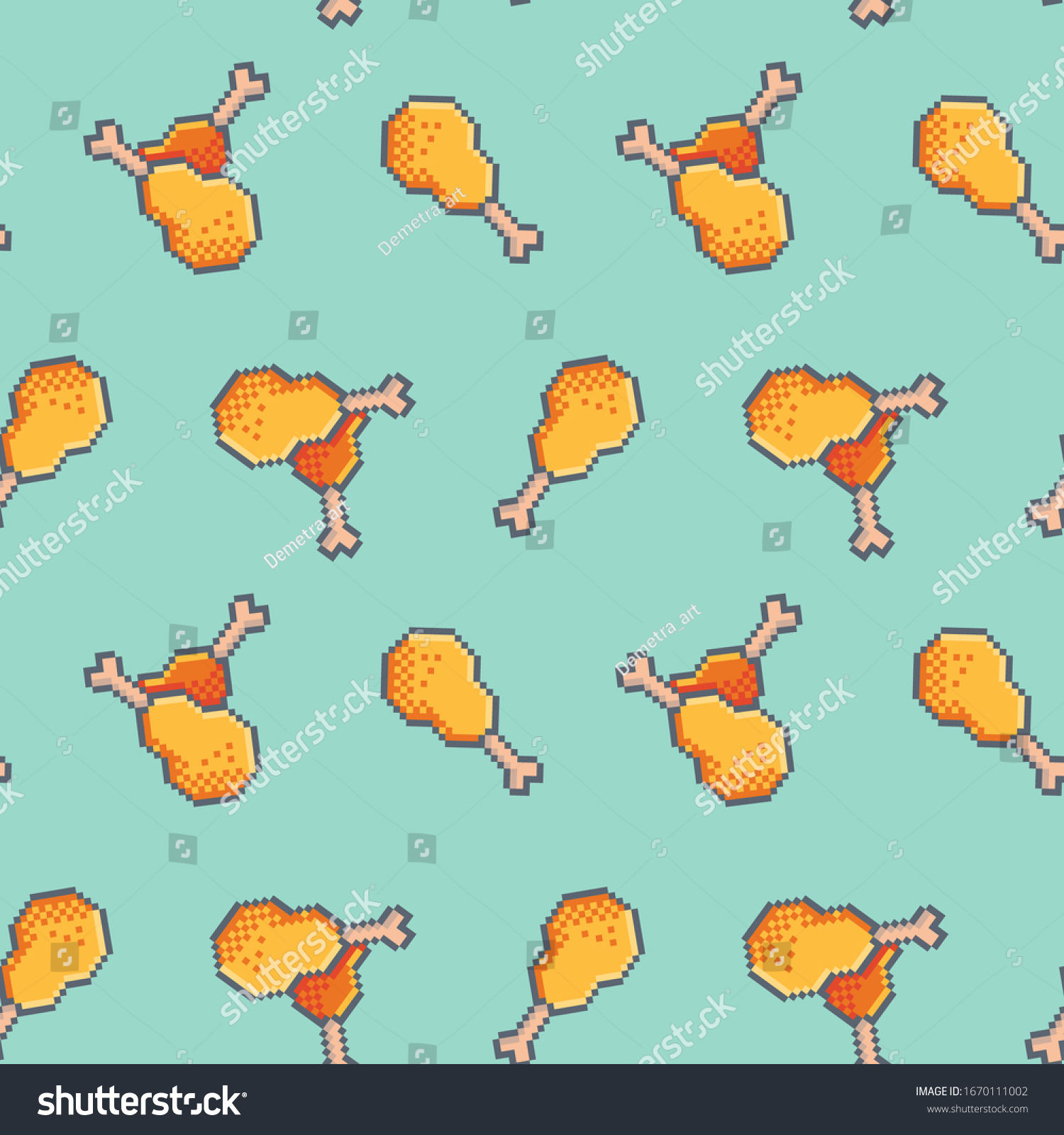 Pixel Art Chicken Leg Texture Pattern Stock Vector (Royalty Free ...
