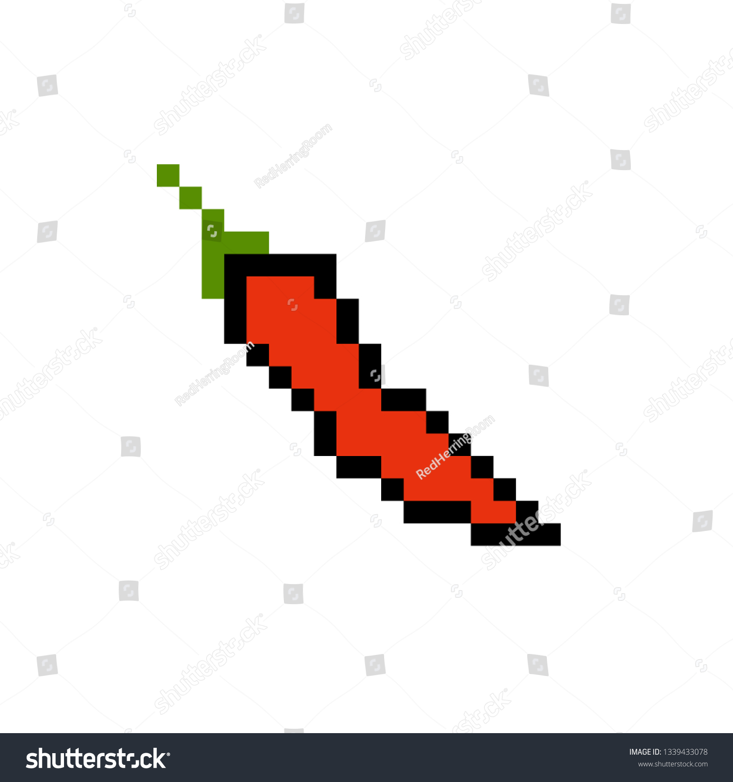 Pixel Art Chilli: vector de stock (libre de regalías) 1339433078