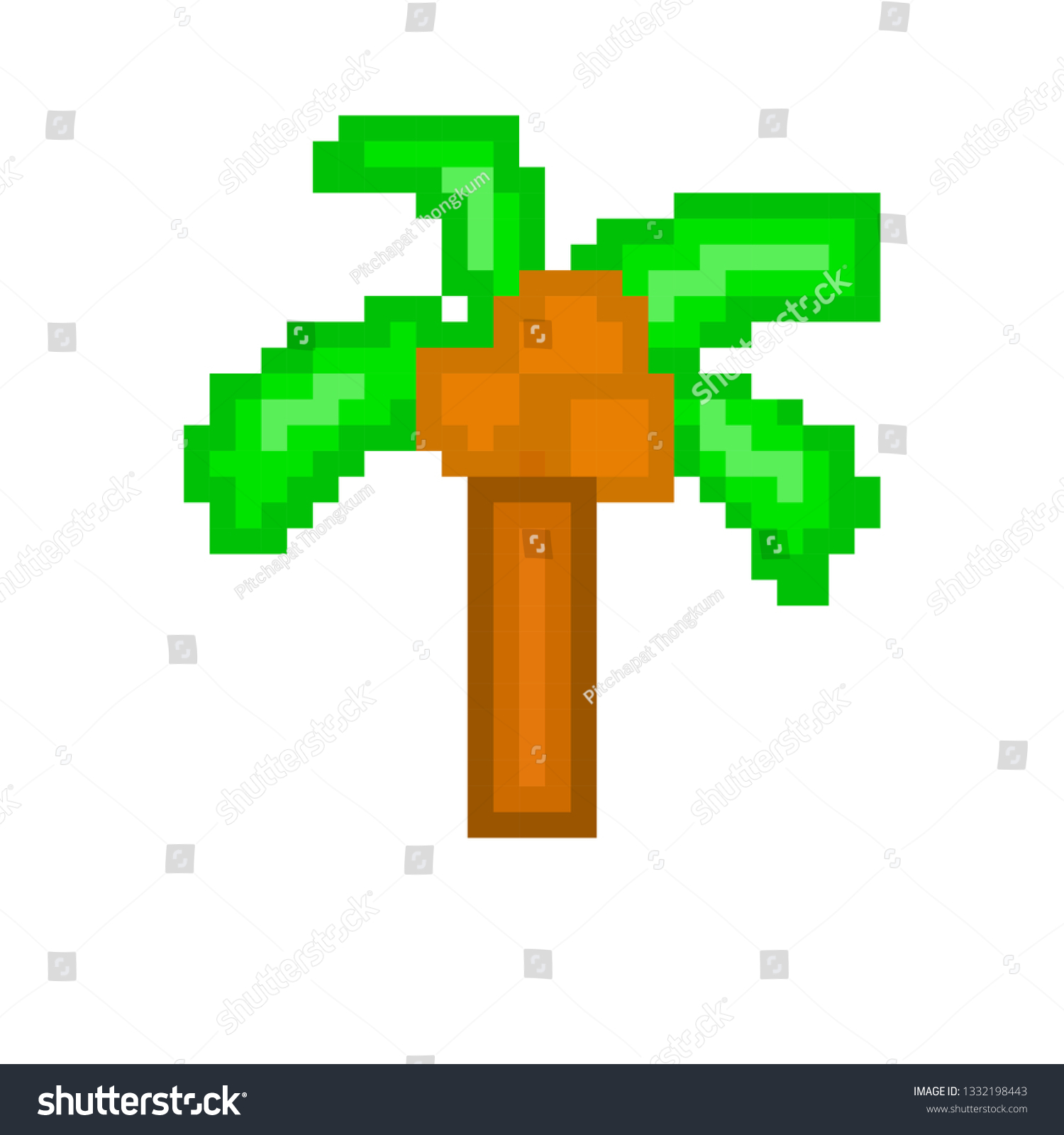 Pixel Art Coconut Stock Vector (Royalty Free) 1332198443