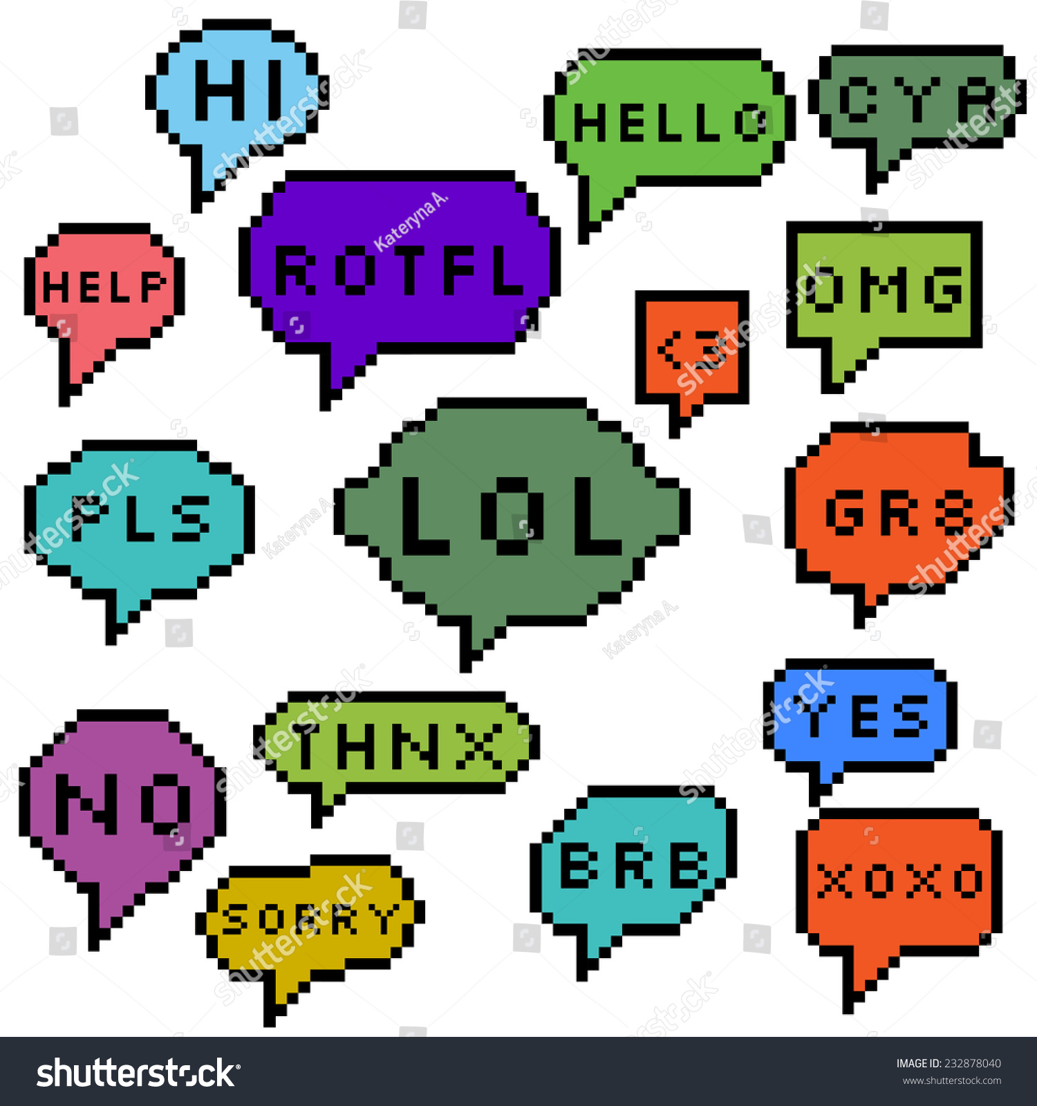 Pixel Art Colored Speech Bubbles Stock Vector (Royalty Free) 232878040