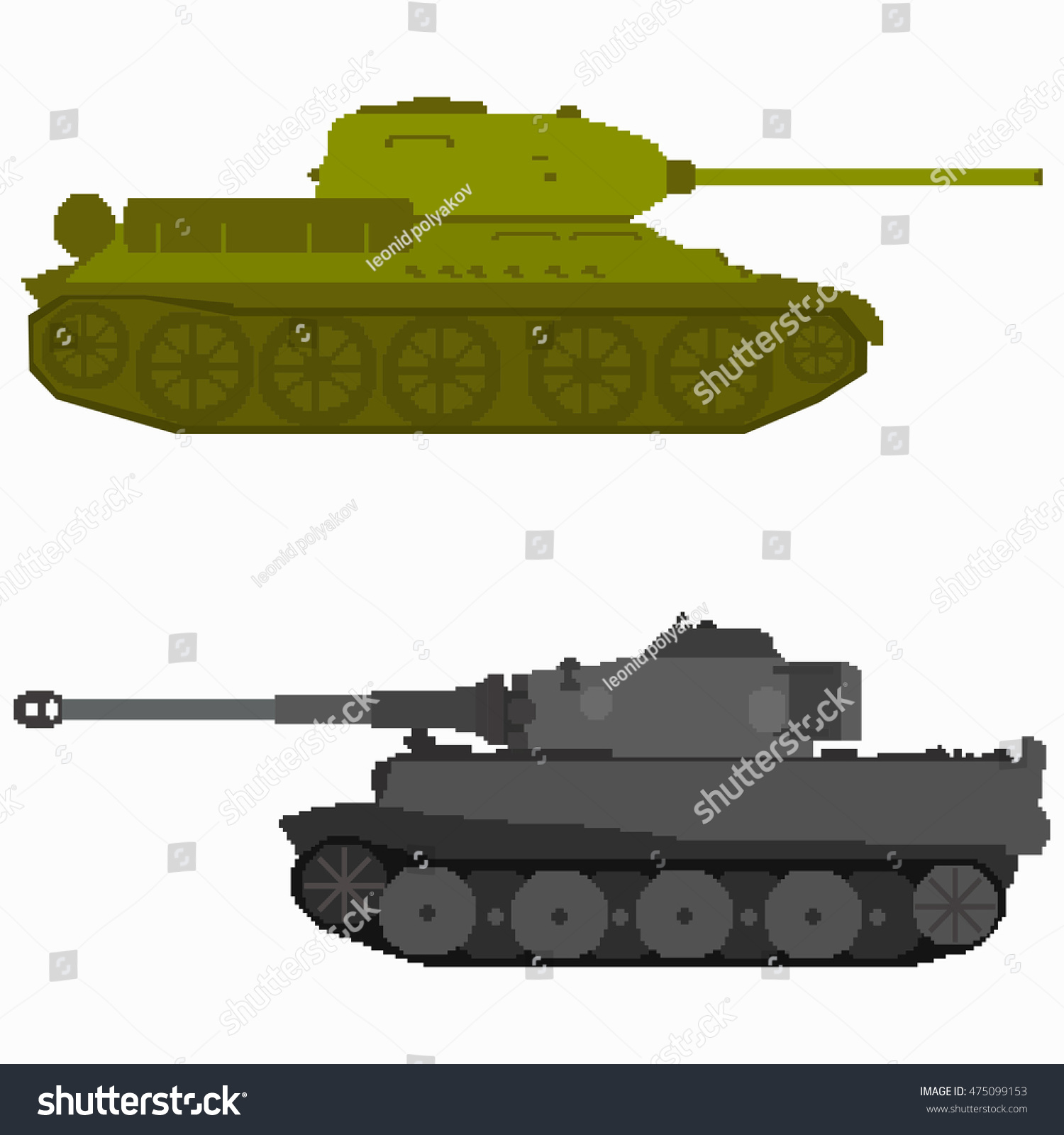 Pixel Art Colored Tanks Stock Vector (Royalty Free) 475099153