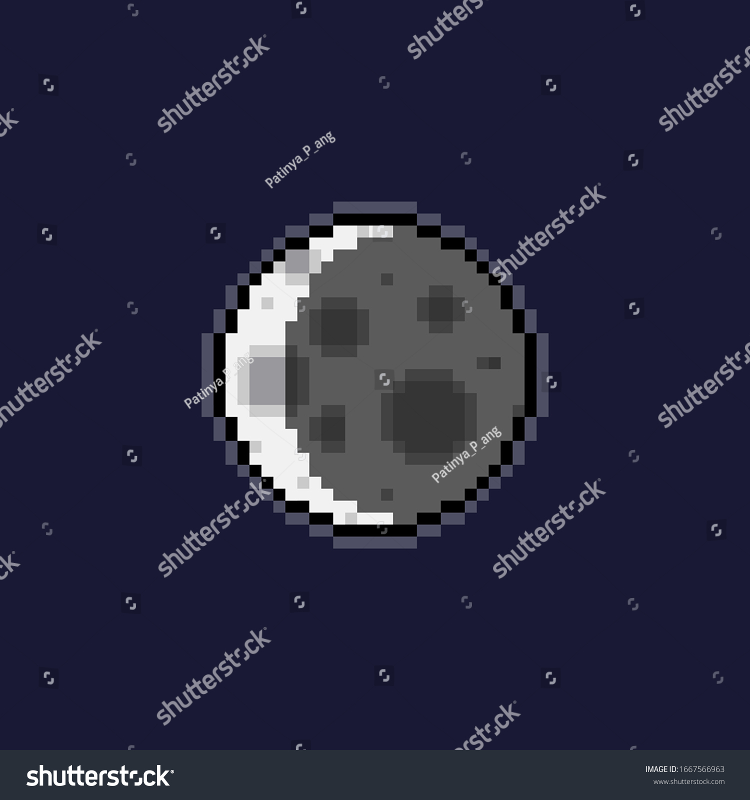 Pixel Art Crestcen Moon Icon Stock Vector (Royalty Free) 1667566963 ...