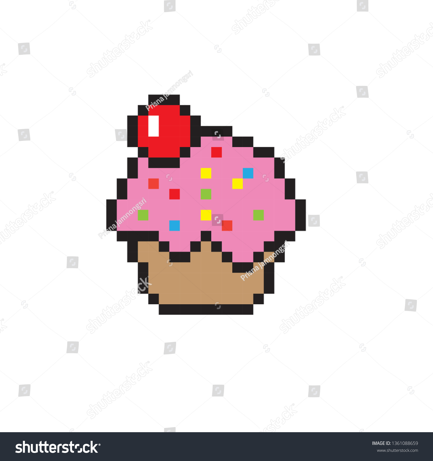 Pixel Art Cupcake: Stock-Vektorgrafik (Lizenzfrei) 1361088659
