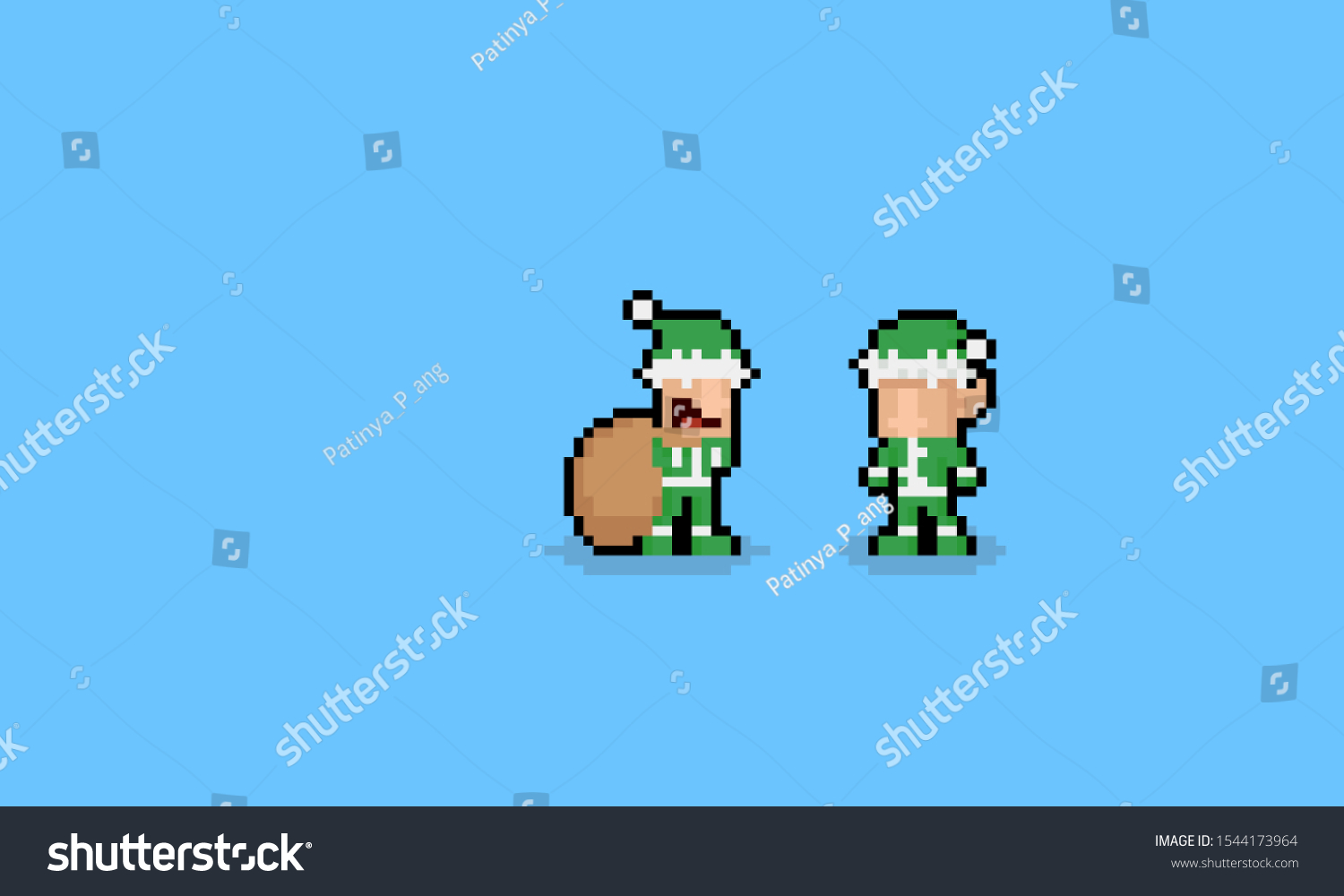 Pixel Art Cute Cartoon Elf Characters: เวกเตอร์สต็อก (ปลอดค่าลิขสิทธิ์ ...