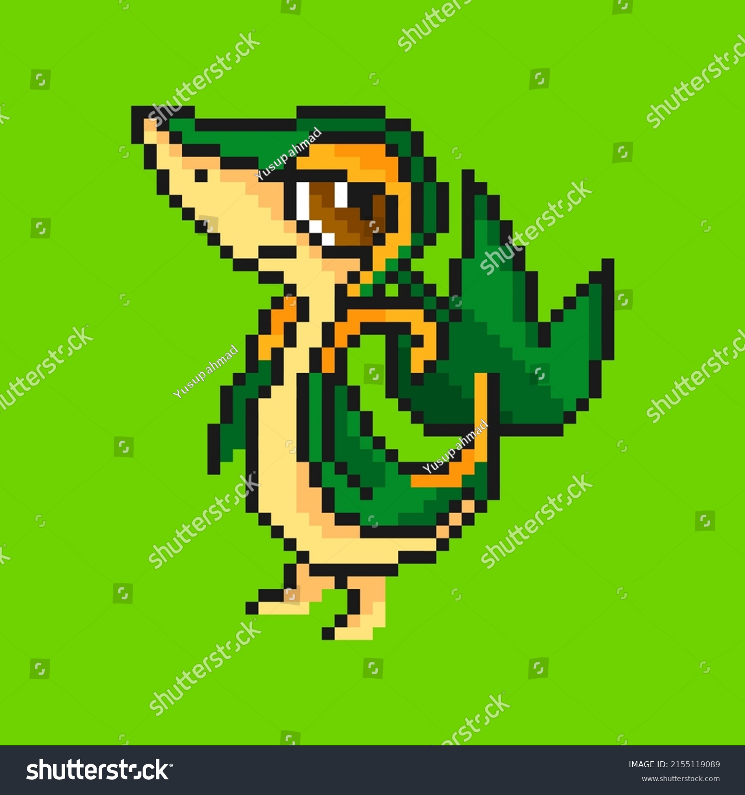 Pixel Art Cute Green Lizard Vector Stock Vector (Royalty Free ...
