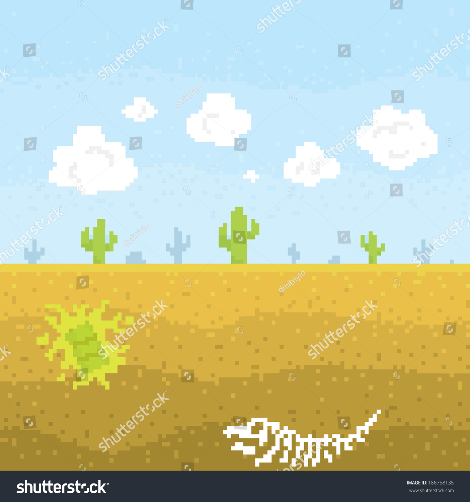 Pixel Art Desert Vector Illustration 库存矢量图（免版税）186758135 | Shutterstock