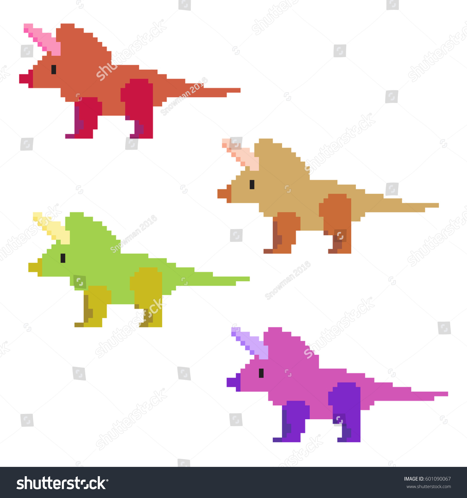Pixel Art Dinosaur Stock Vector (Royalty Free) 601090067 | Shutterstock