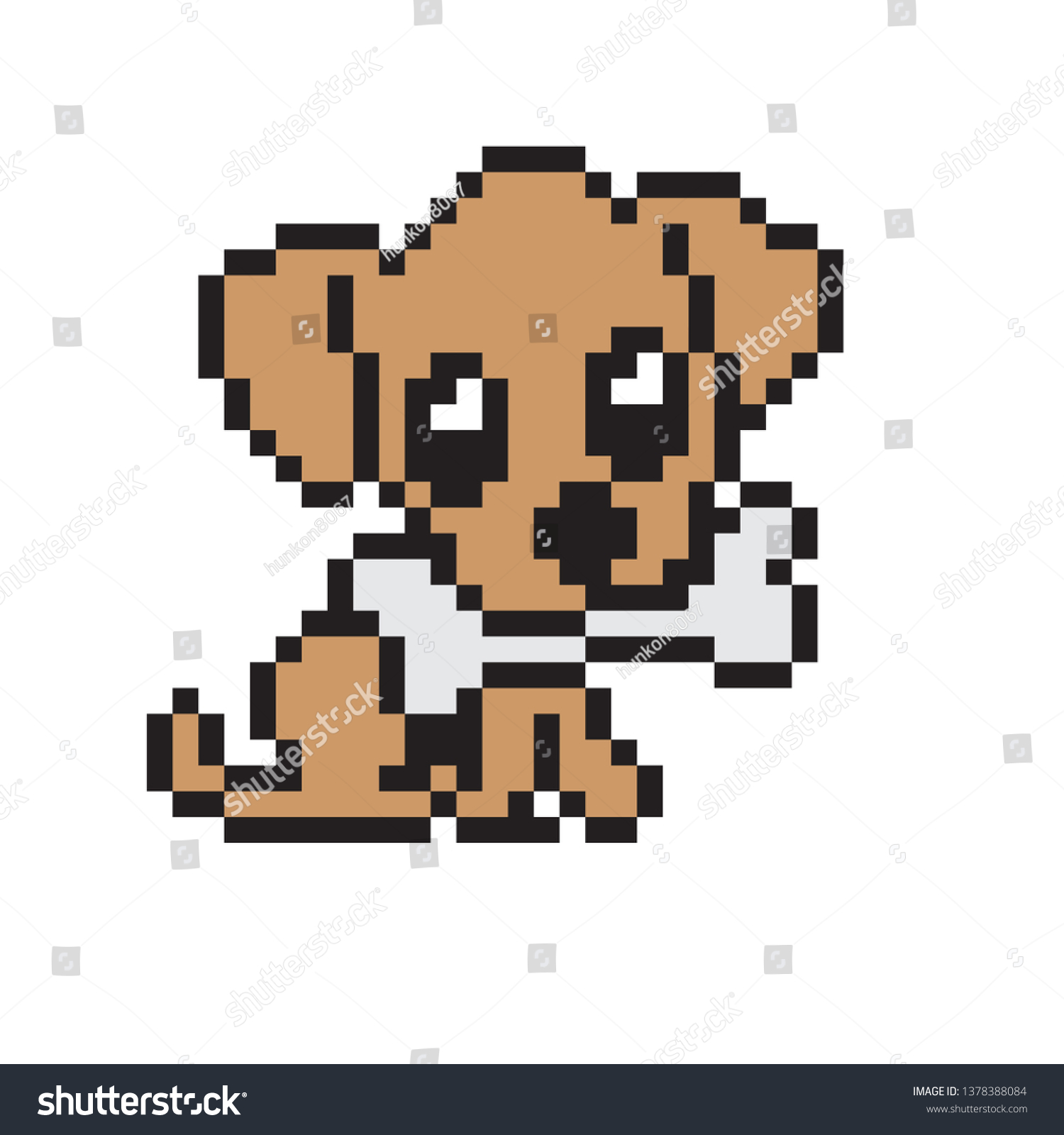 Vektor Stok Pixel Art Dog (Tanpa Royalti) 1378388084 | Shutterstock