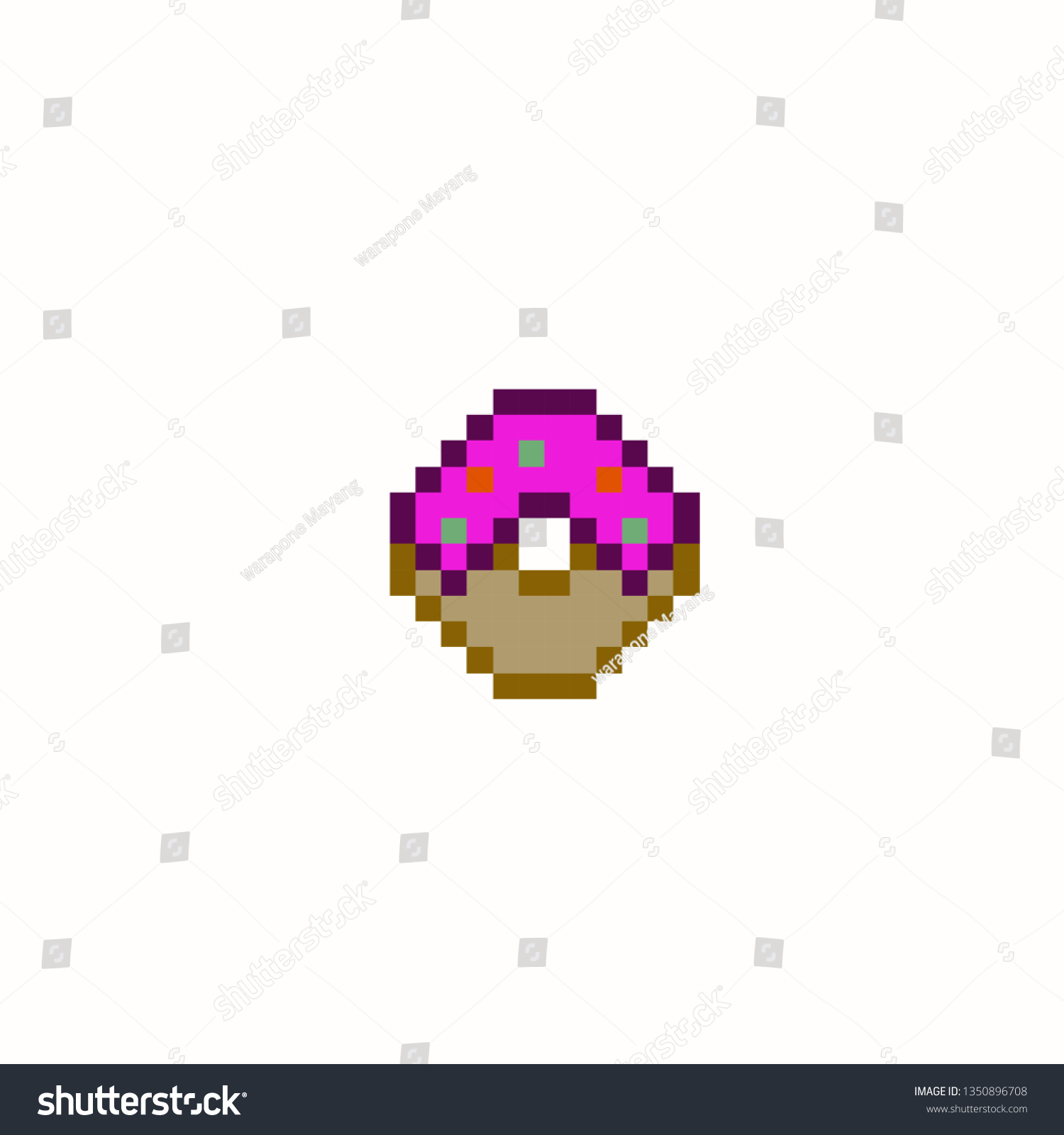 Pixel Art Donut Stock Vector (Royalty Free) 1350896708